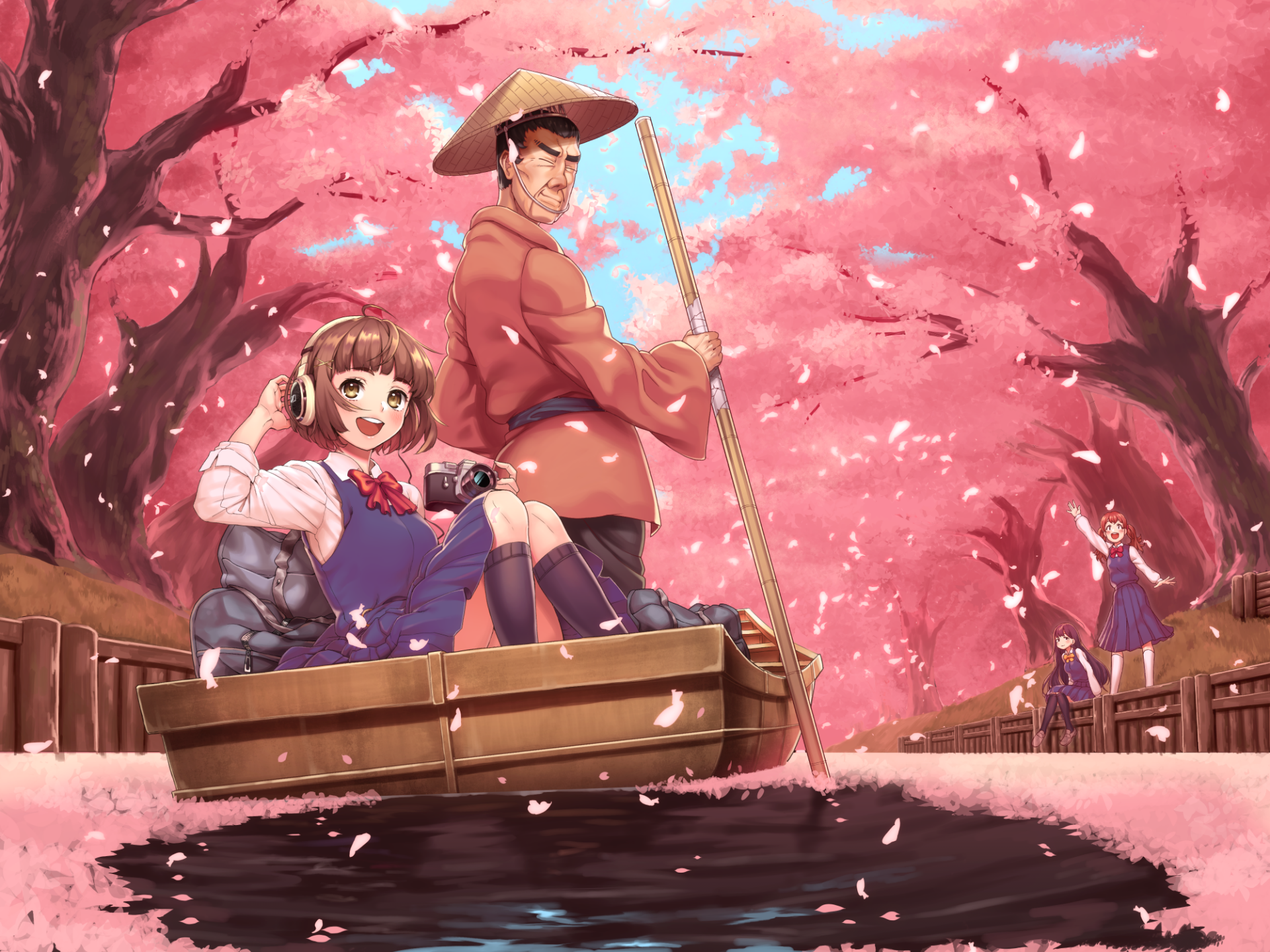 Download Spring Cherry Blossom Sakura Schoolgirl Anime Original Spring ...