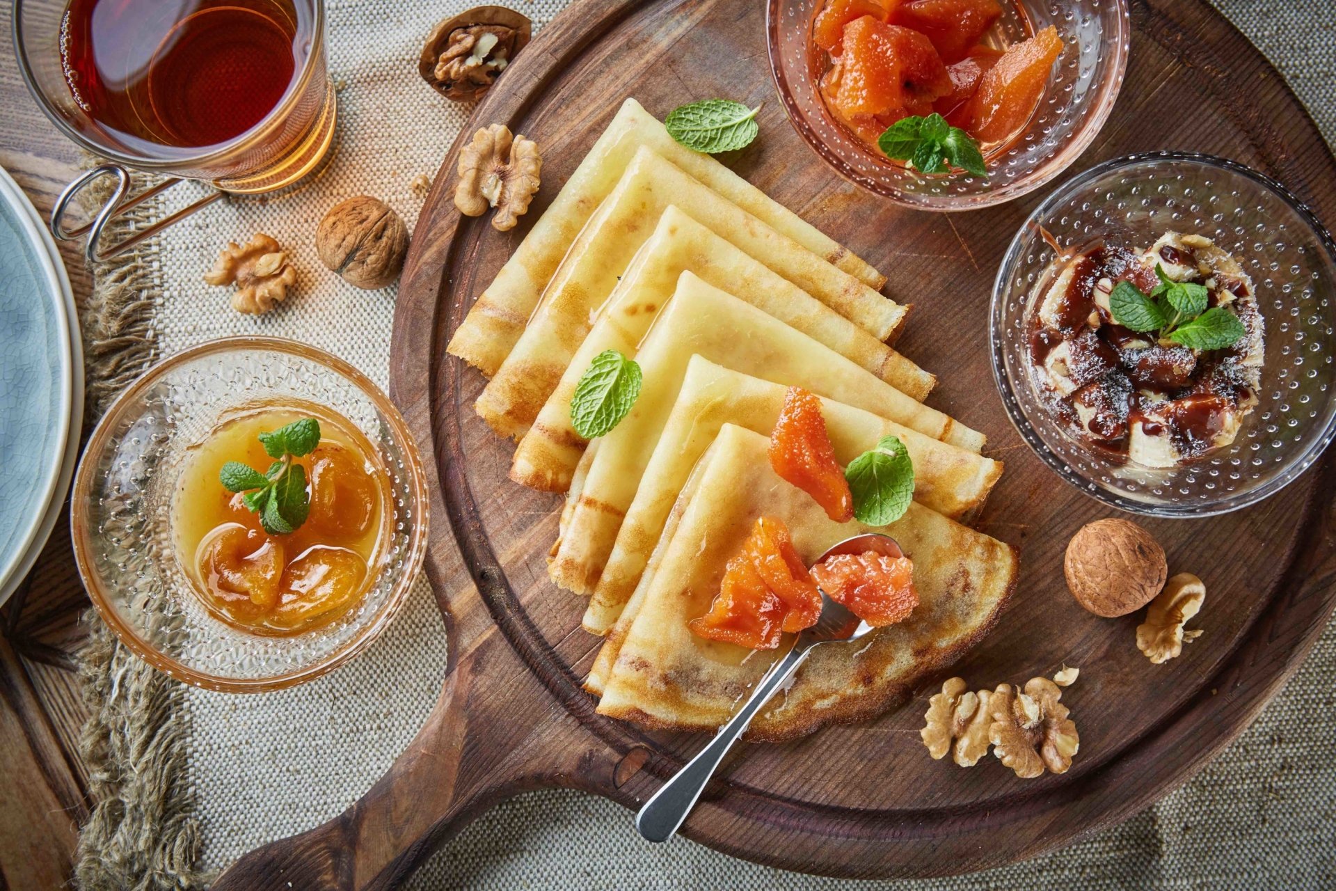 Delicious Crêpe Still Life HD Wallpaper: A Tasteful Food Art Display