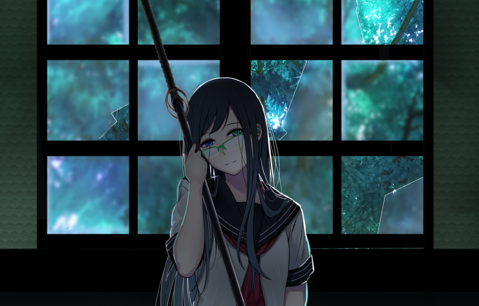 Download Anime Original Window Night Anime Night HD Wallpaper by サイトー