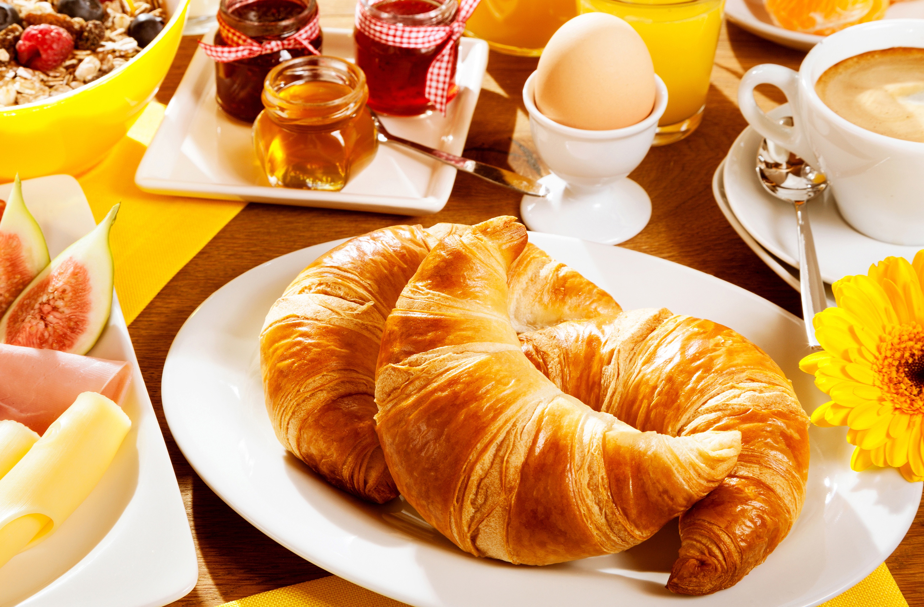 Download Viennoiserie Croissant Jam Food Breakfast HD Wallpaper