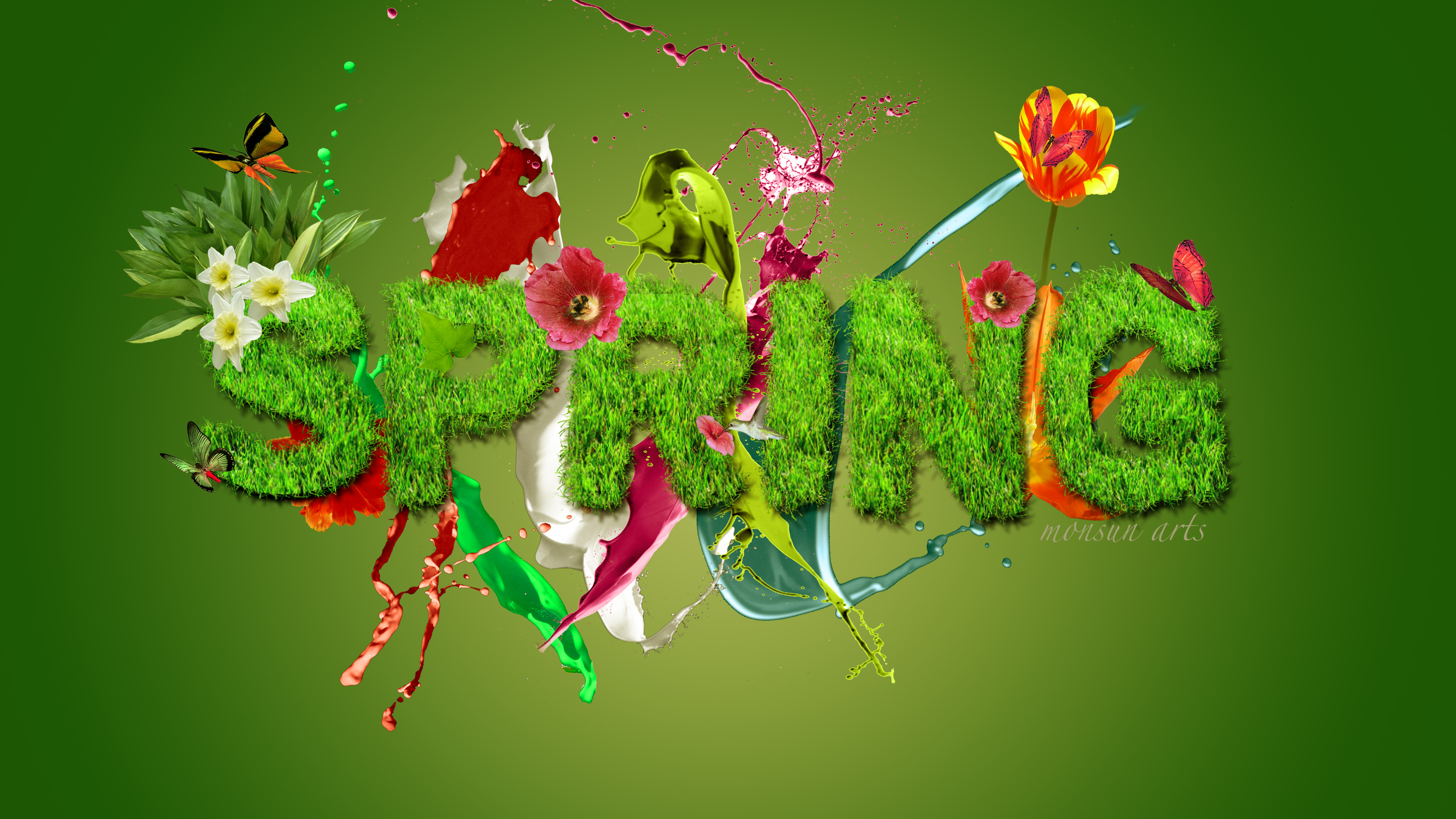Download Grass Flower Artistic Spring HD Wallpaper