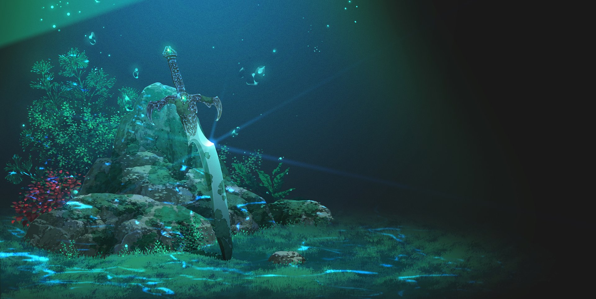 Bubbleblade: Anime Sword Beneath the Waves — HD Wallpaper by Chigu
