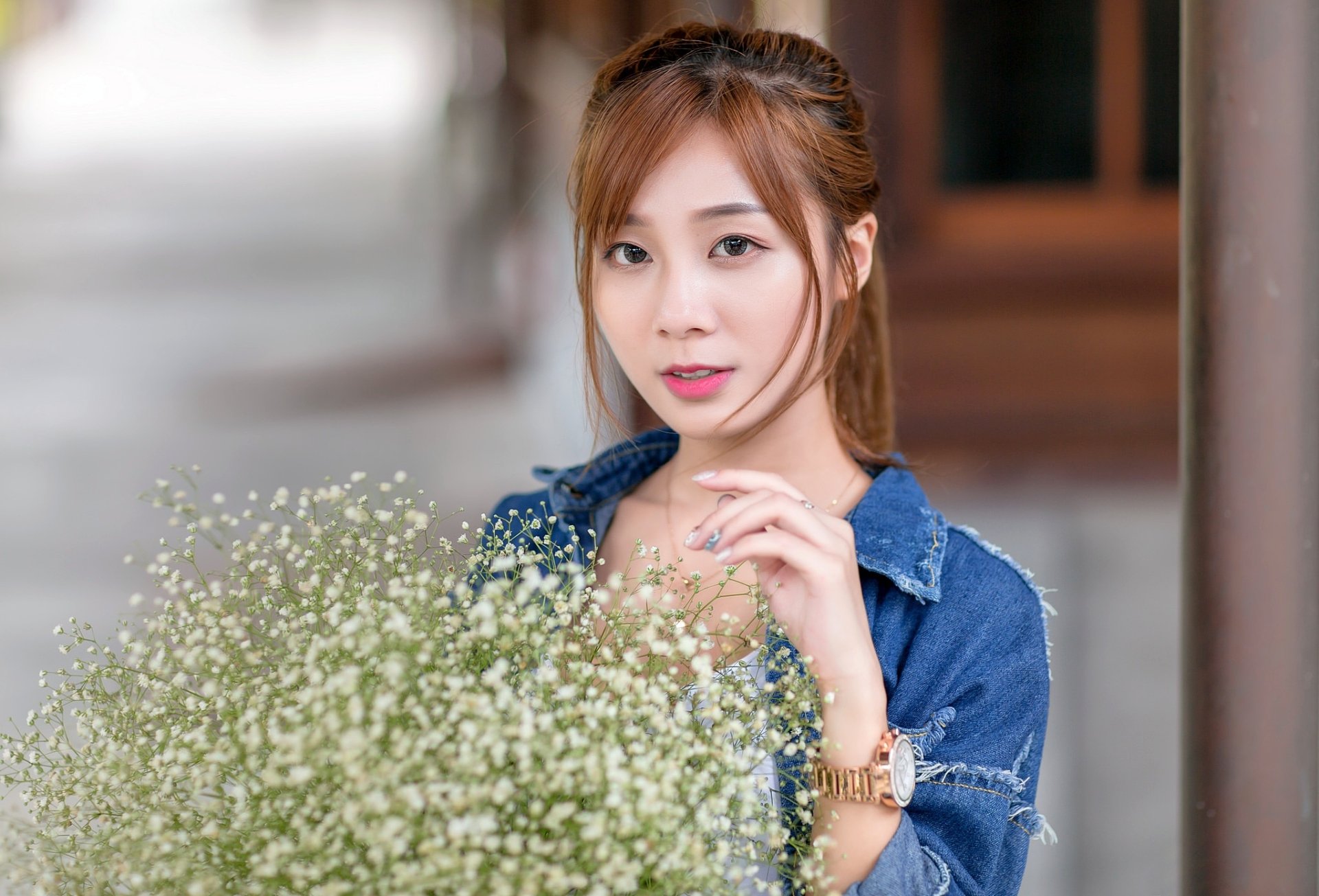 Bokeh Blossom — Asian Model HD Wallpaper