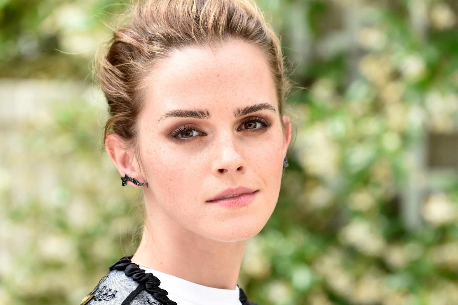 Emma Watson HD Portrait: Freckled Elegance with Brown Eyes & Statement ...
