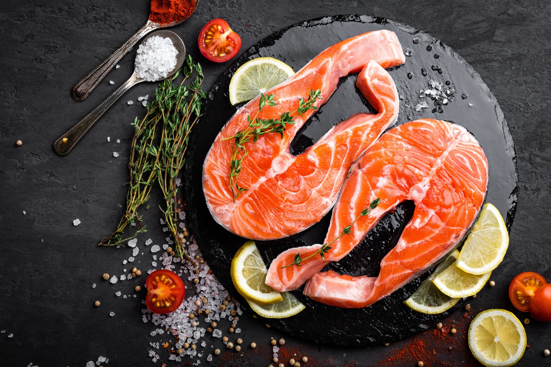 Download Salmon Seafood Still Life Lemon Food Fish 4k Ultra HD Wallpaper