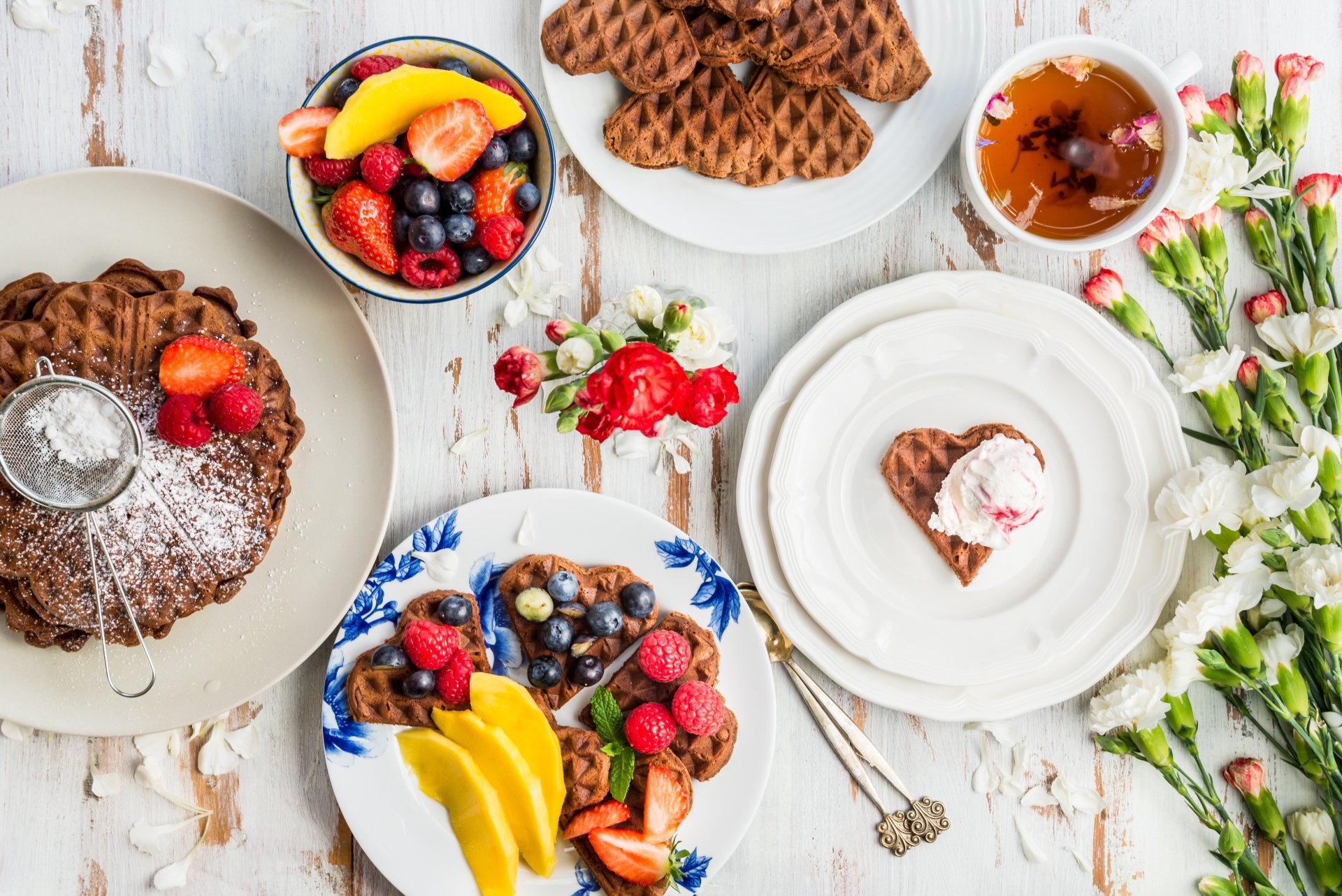 Download Waffle Fruit Still Life Food Breakfast 4k Ultra HD Wallpaper