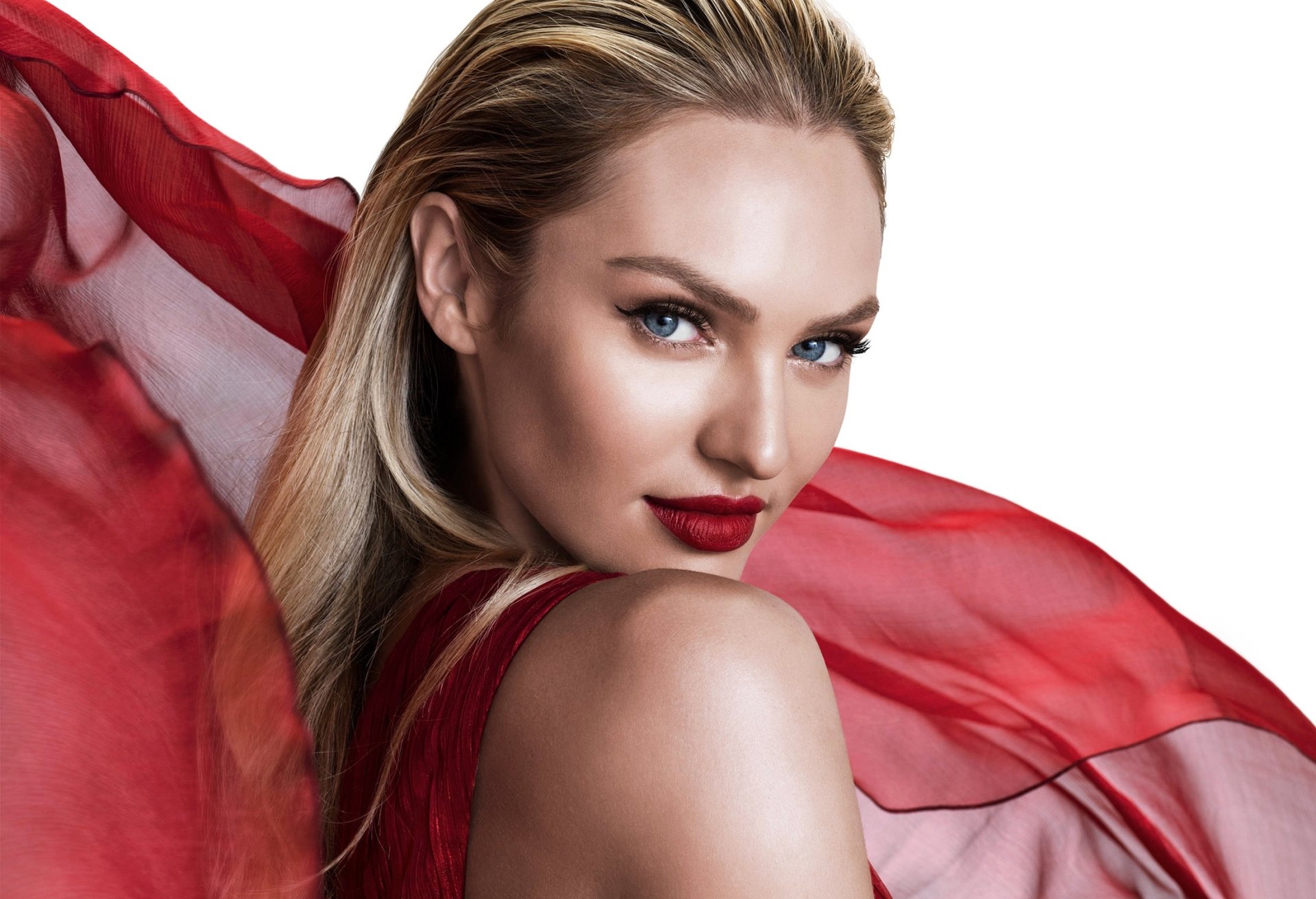 Download Blonde Lipstick Blue Eyes Face South African Model Woman Candice Swanepoel HD Wallpaper