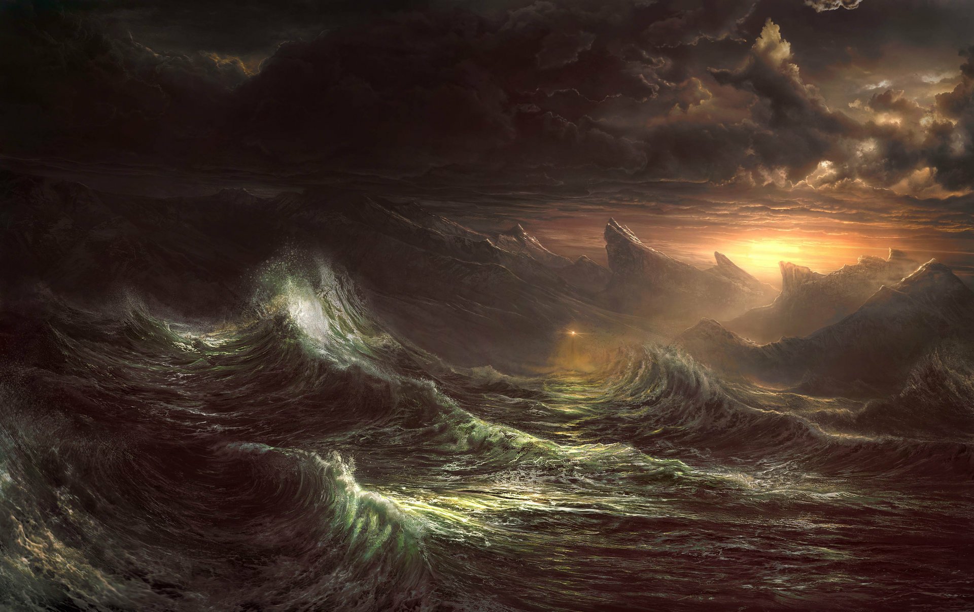 Timeless Lighthouse: Artistic Ocean Waves HD Wallpaper by Michael ...