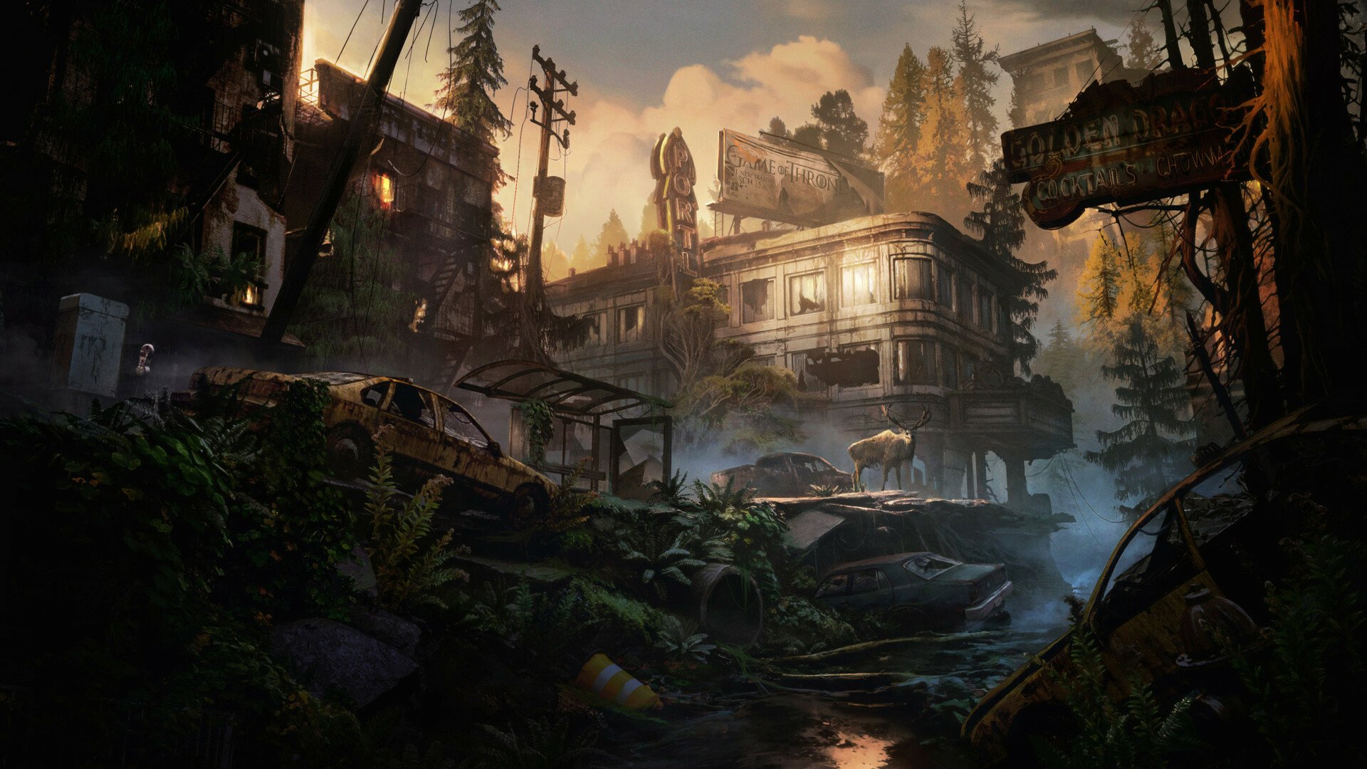 Post-Apocalyptic Sci-Fi Cityscape HD Wallpaper by Yura Gvozdenko