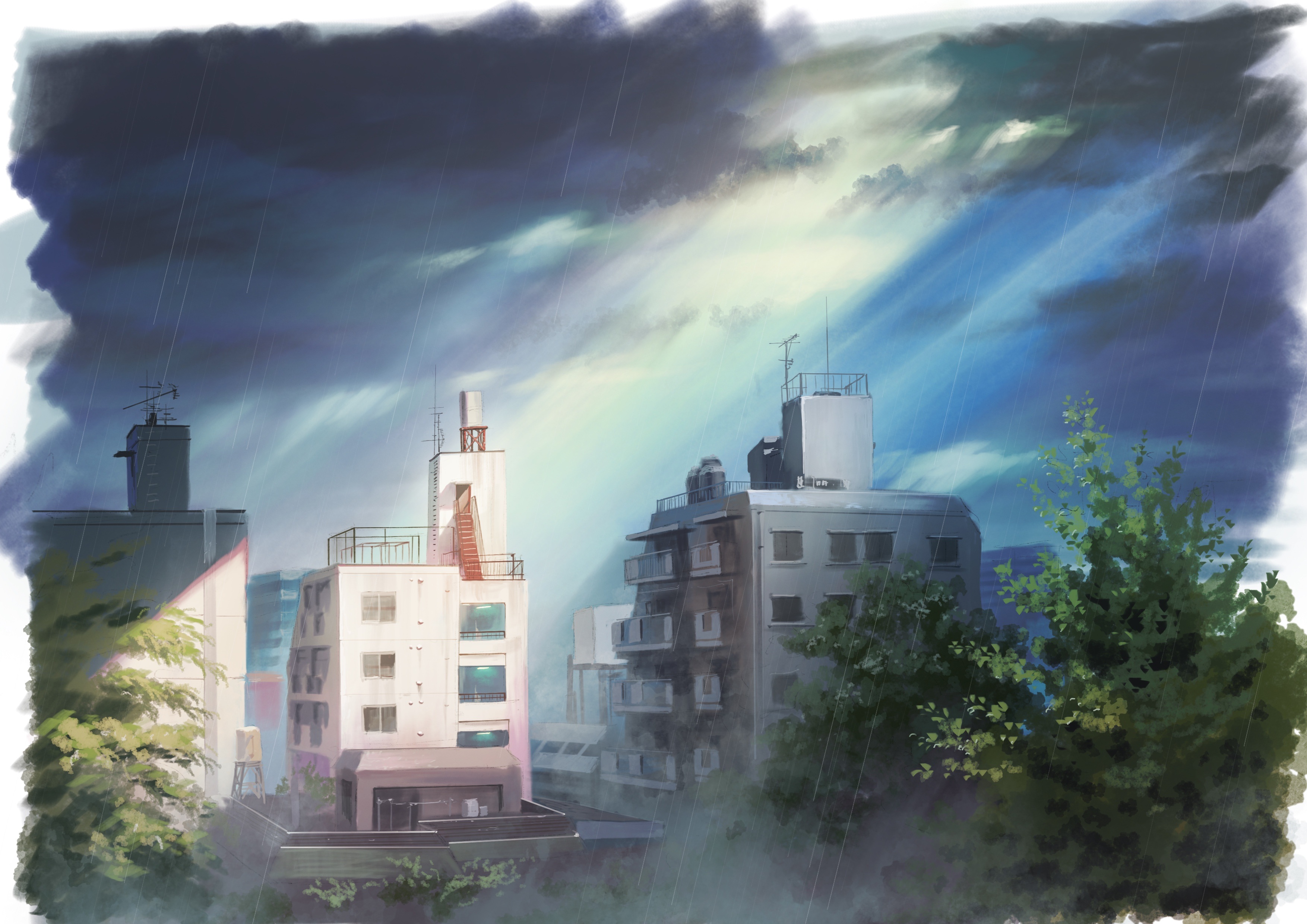 Weathering with You: Stunning Anime HD Skyline Wallpaper by スタジオナカジー