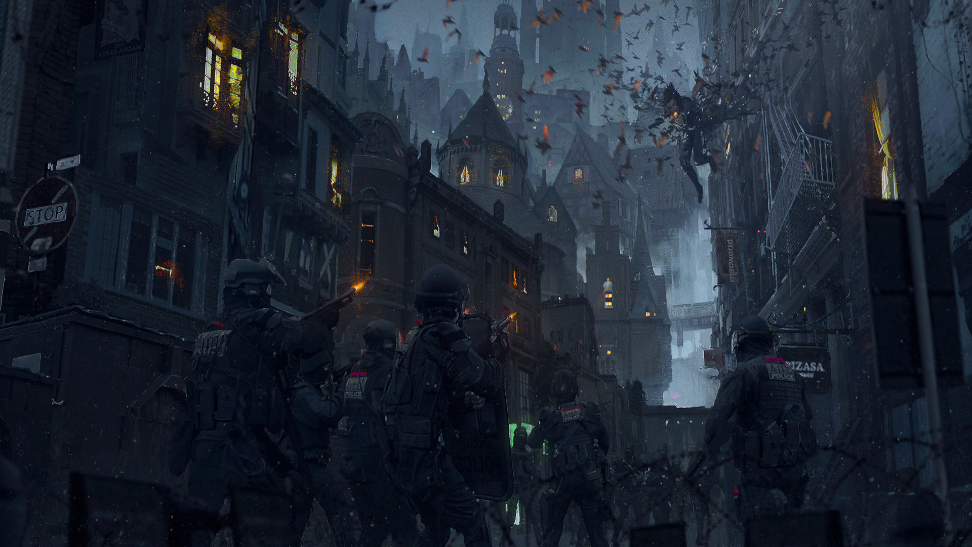 Download City Police Fantasy Vampire HD Wallpaper by Min Gyu Lee