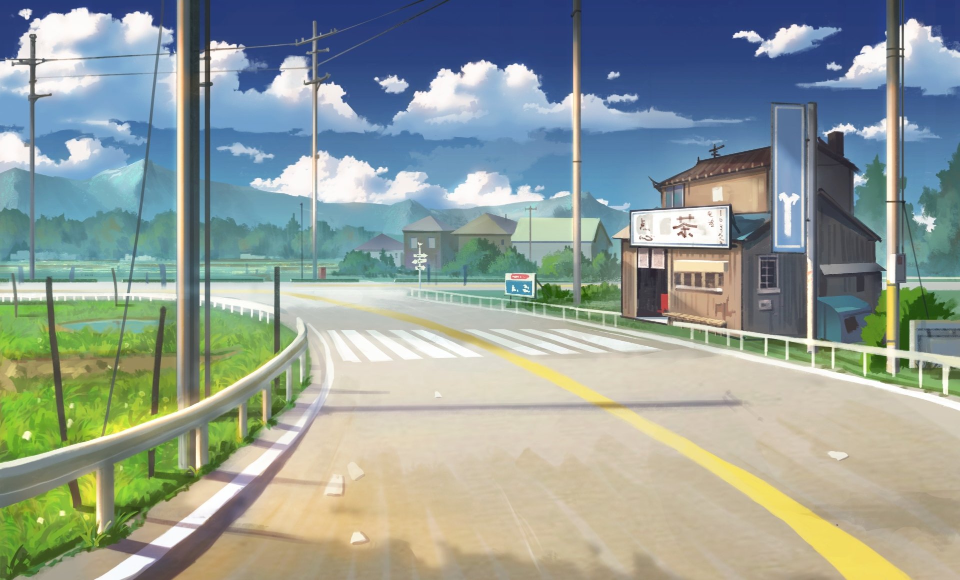 Anime Roadscape: HD Journey Through Serene Countryside by 茶