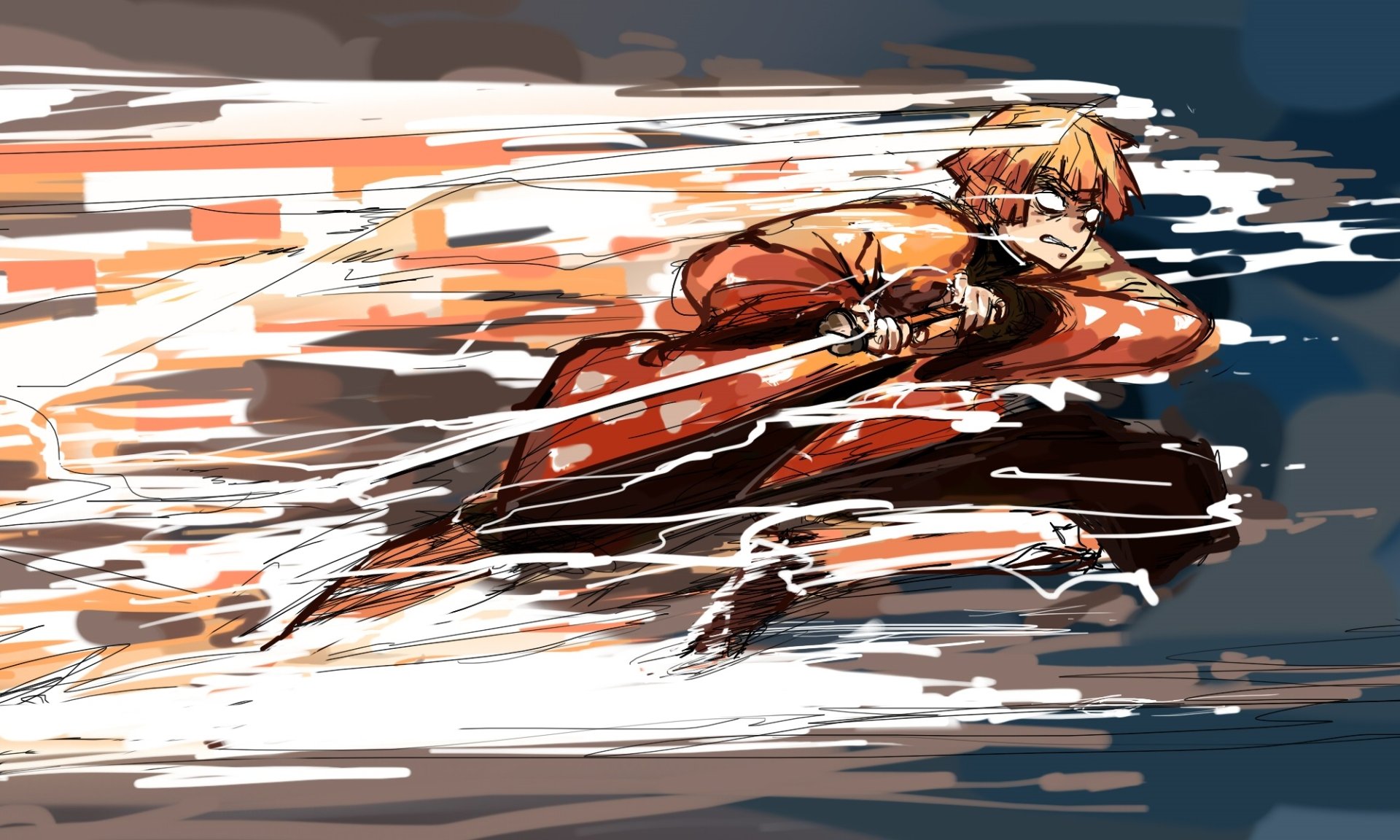 Zenitsu Agatsuma Lightning Strike – HD Demon Slayer Anime Wallpaper by ...