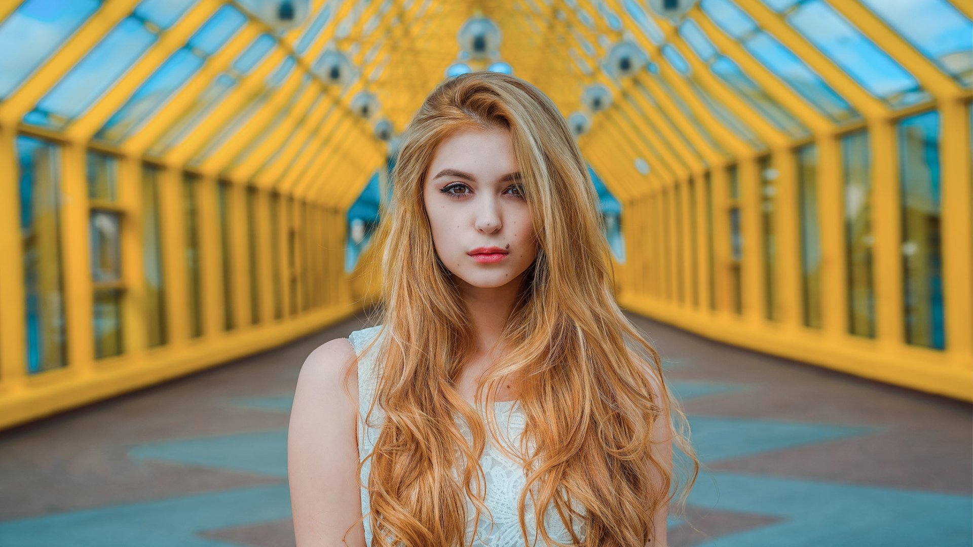 Download Blonde Long Hair Depth Of Field Brown Eyes Woman Model HD ...