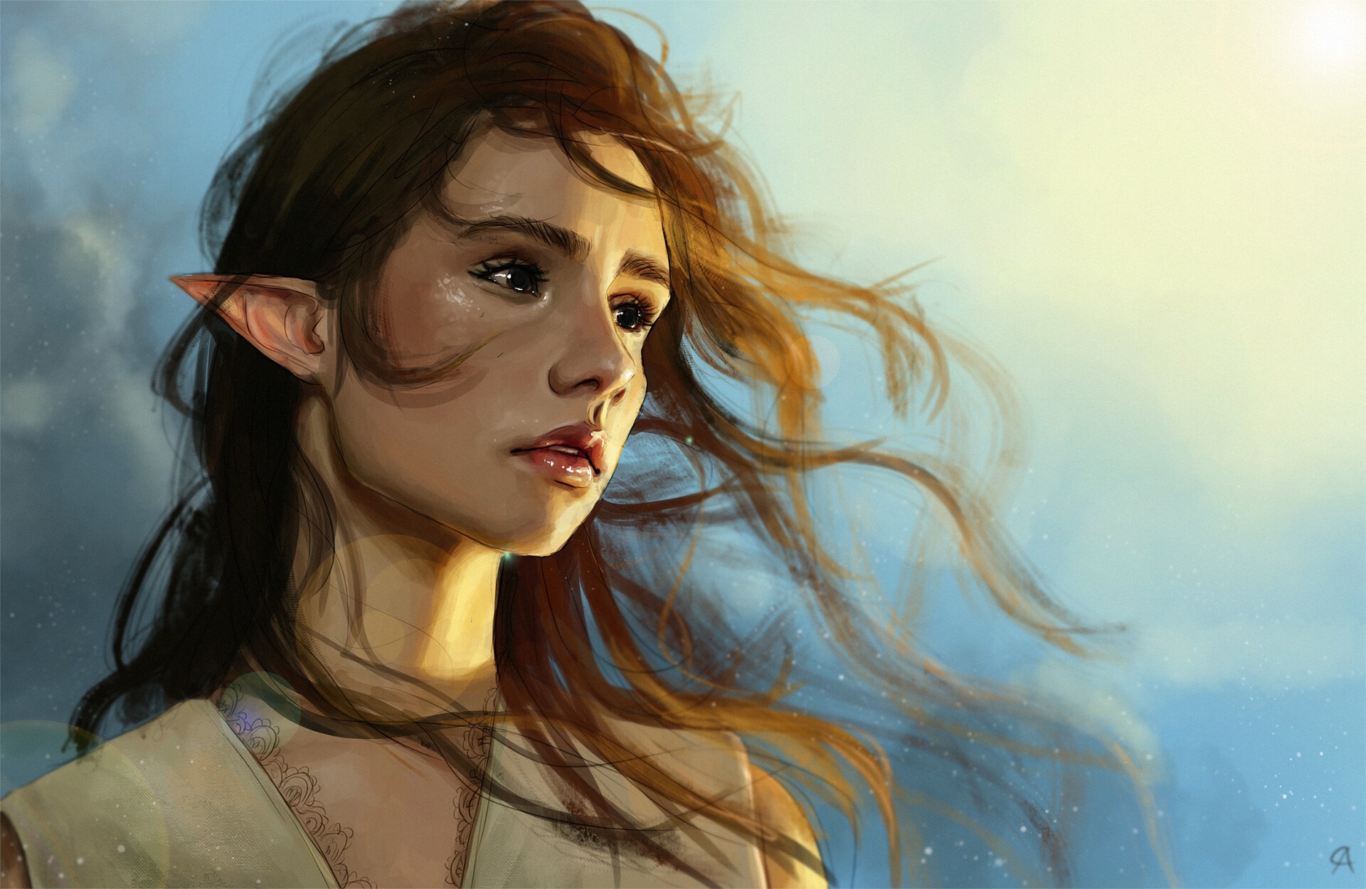 Download Redhead Pointed Ears Fantasy Elf HD Wallpaper