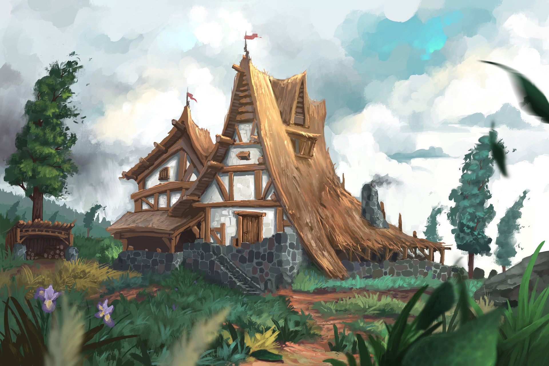 Enchanting Fantasy Cottage HD Wallpaper by Jeremy Adams