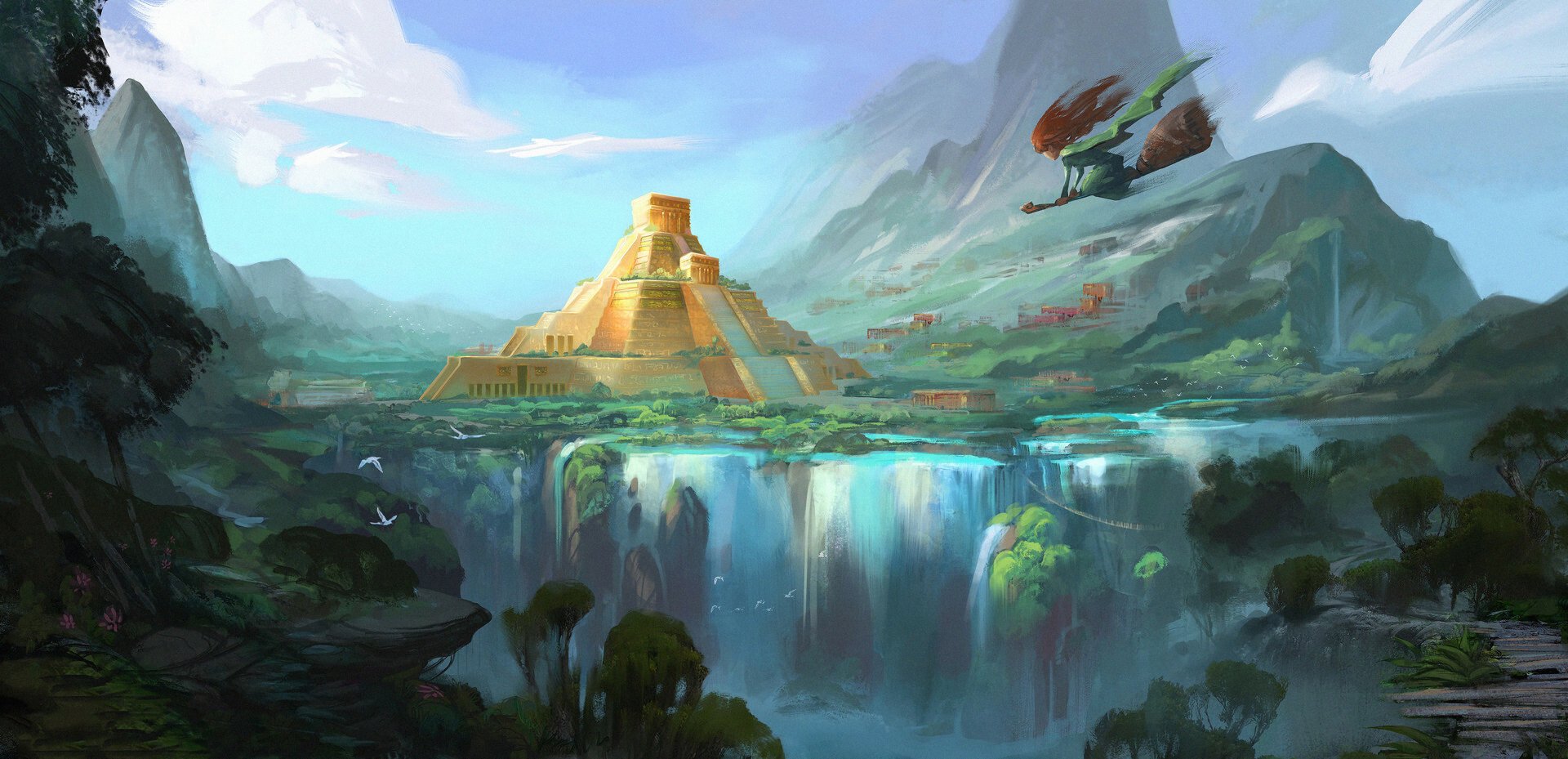 Download Pyramid Waterfall Landscape Fantasy Witch Fantasy Landscape HD ...