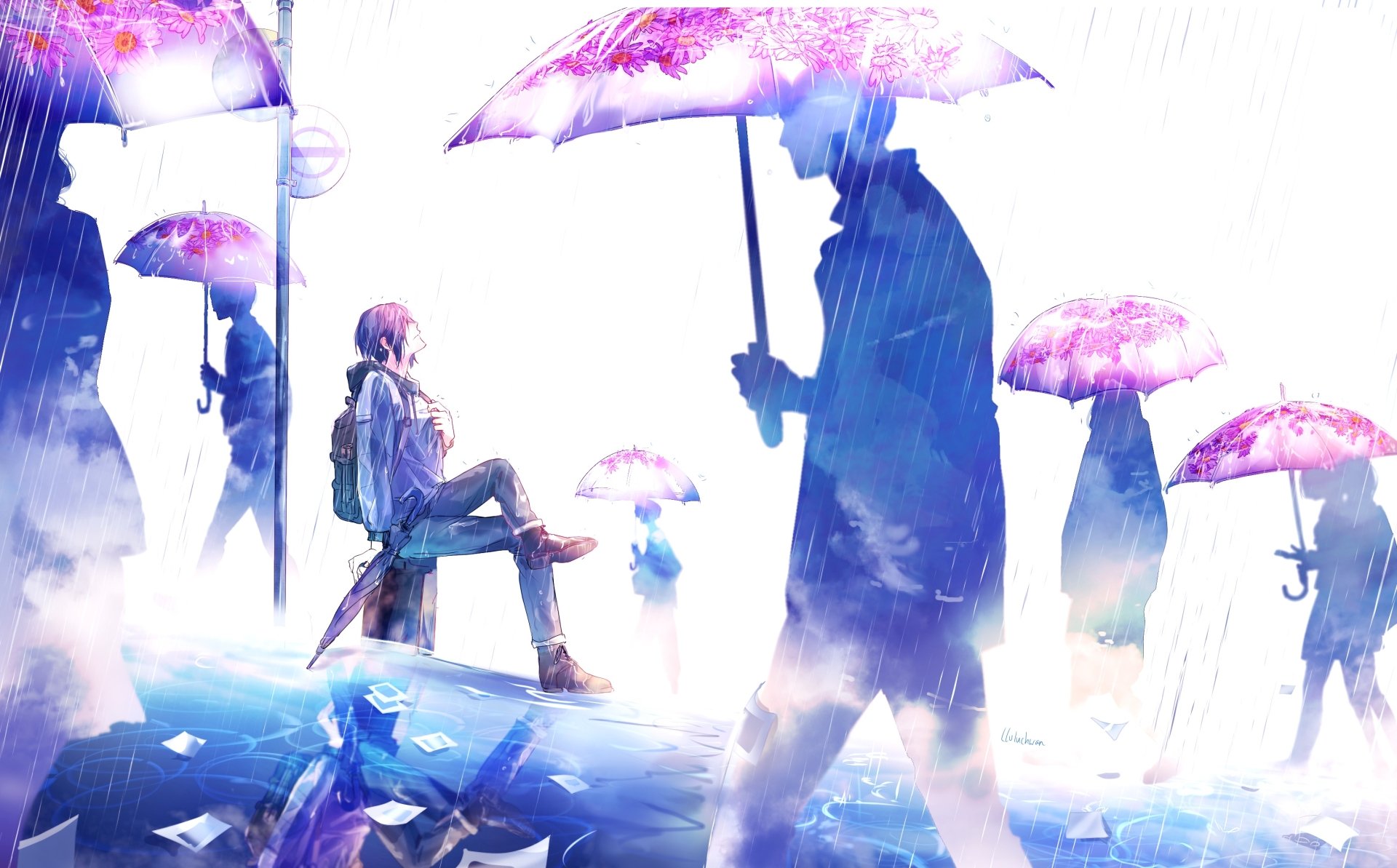 Original Anime Dreams: Vibrant HD Rainy Day Wallpaper by lluluchwan ...