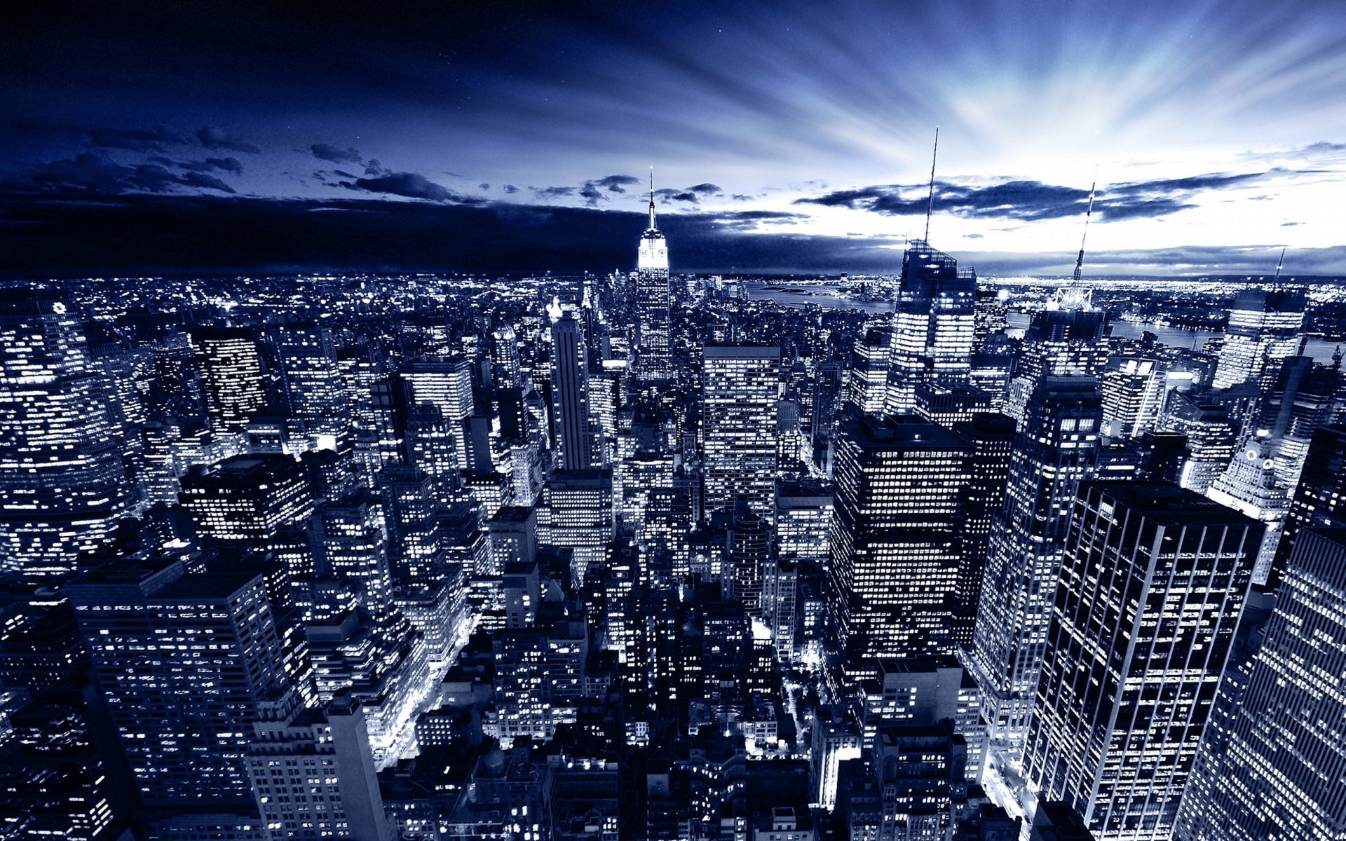 Blue Manhattan Nights: HDR Skyline of New York