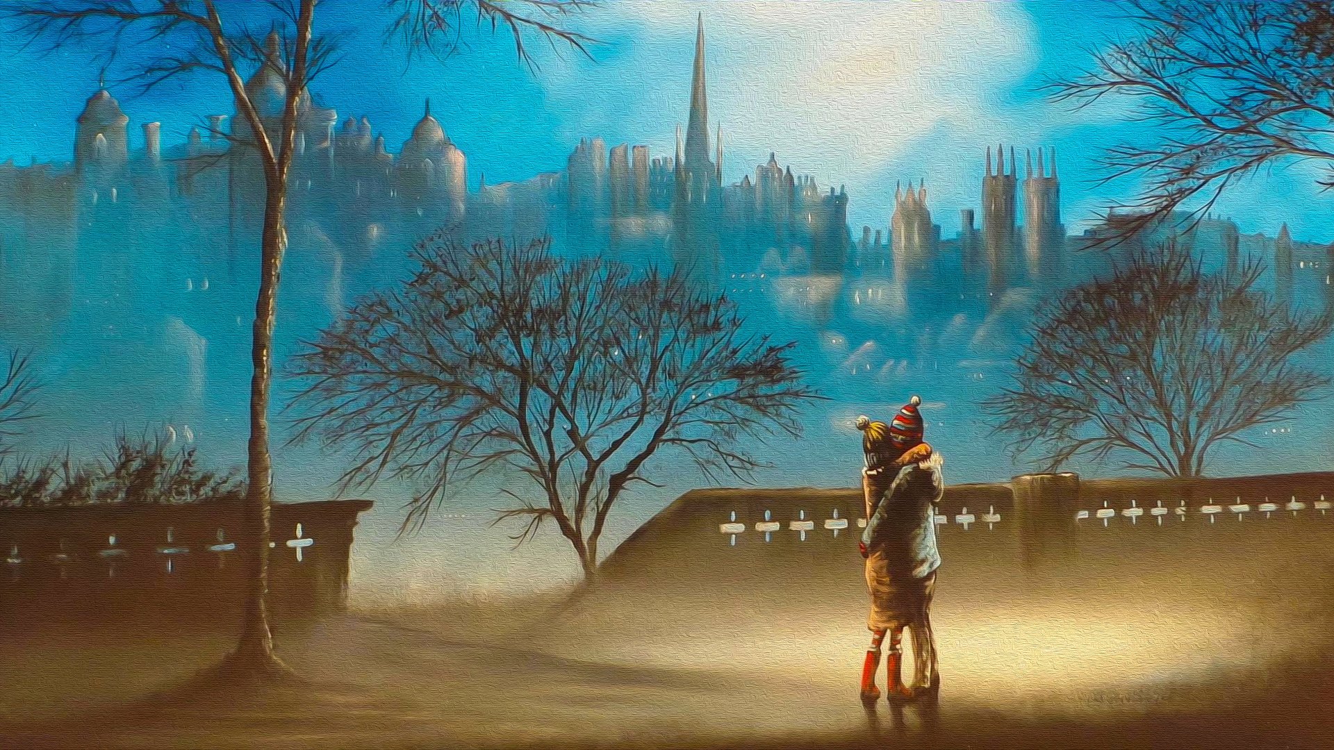 Hugs - Oil on Canvas by Manufan63