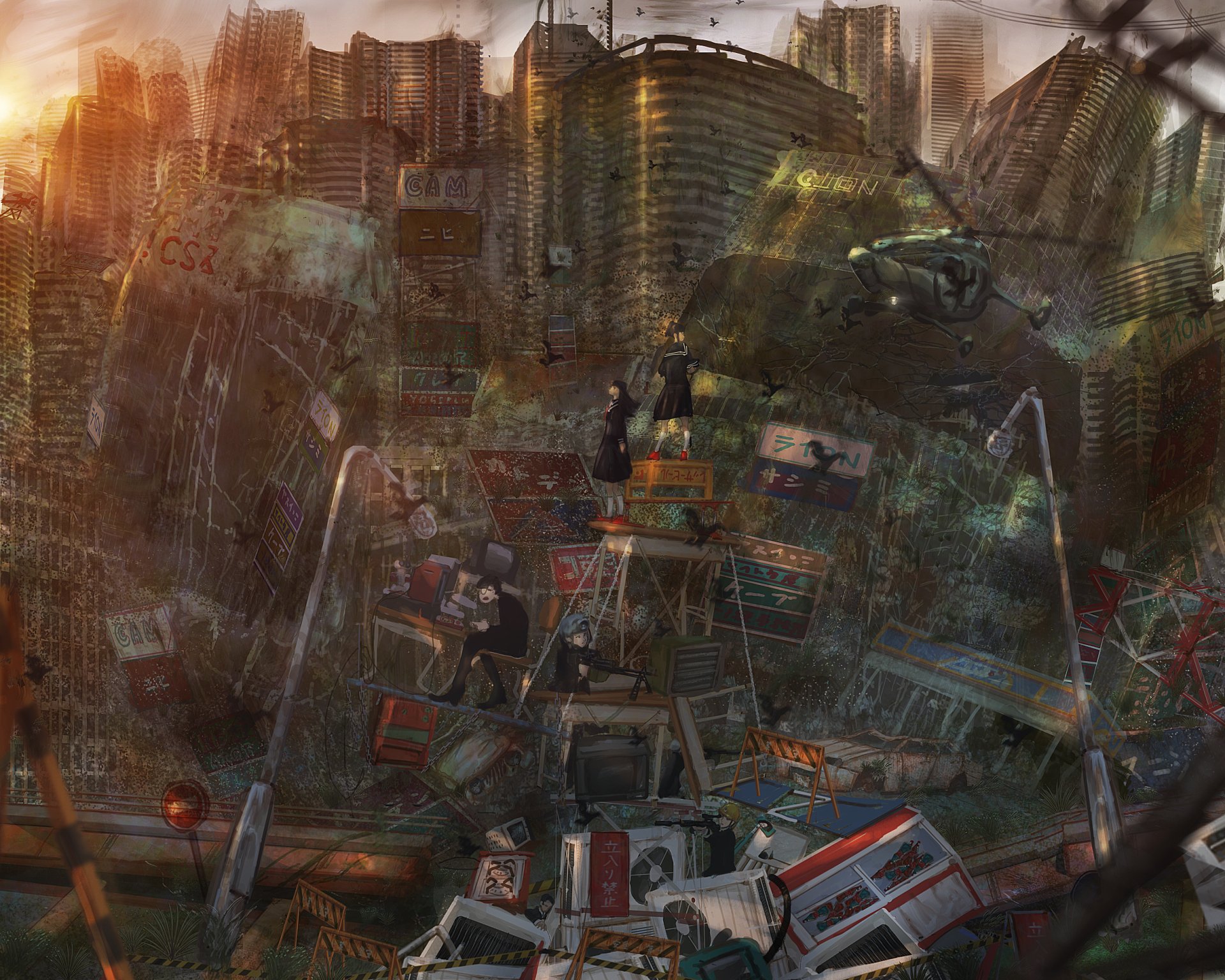 Download City Sunset Anime Post Apocalyptic Anime Sunset HD Wallpaper ...