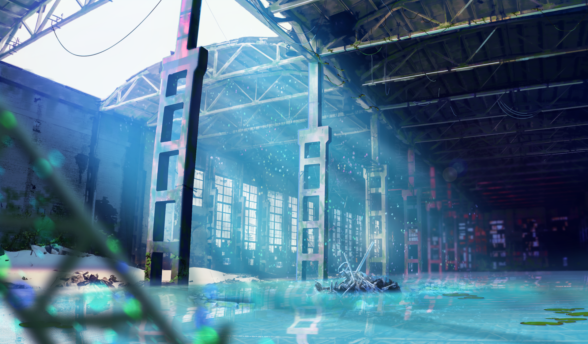 Download Building Water Anime Original HD Wallpaper by ちょんひろ