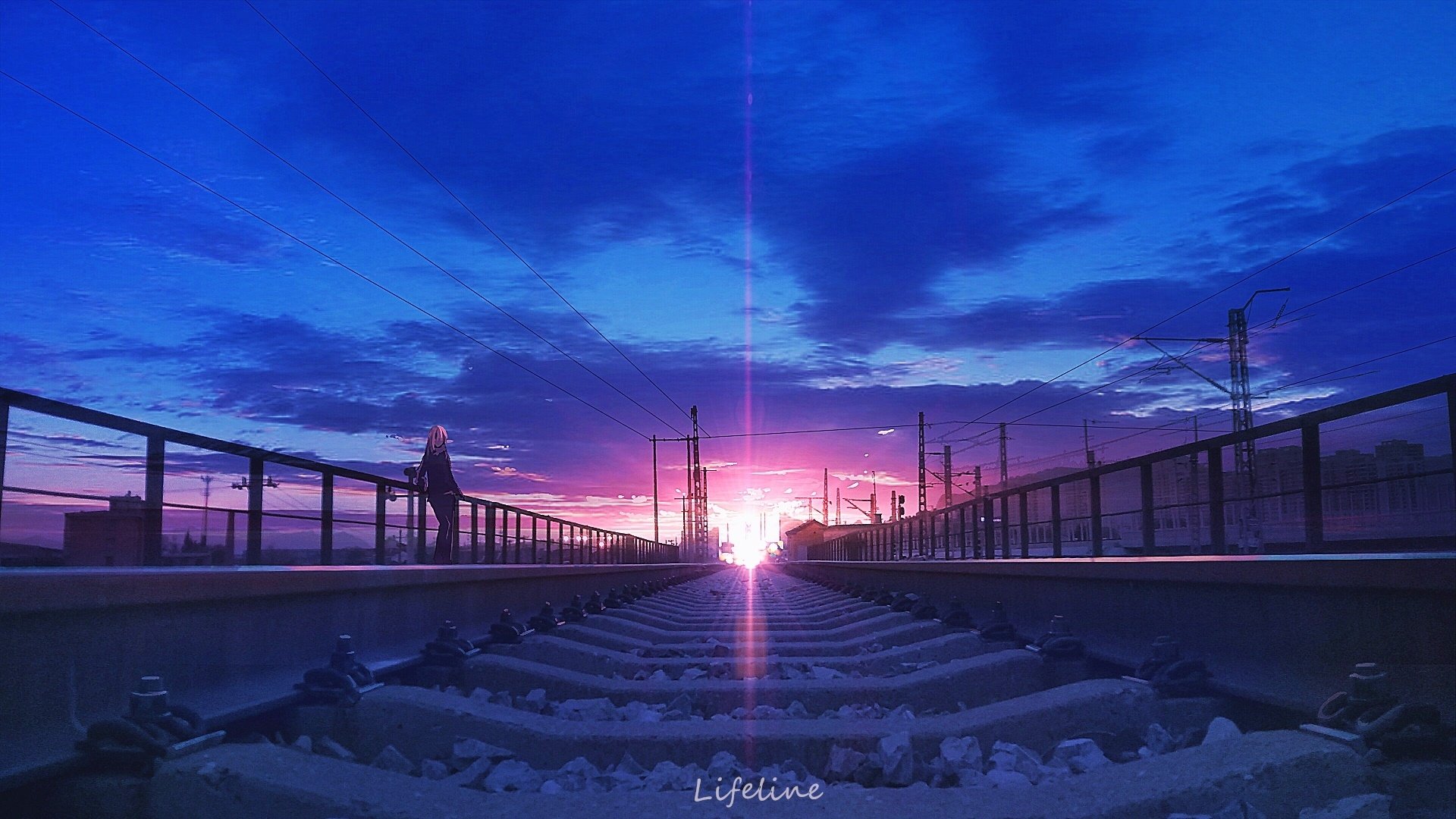 Anime Railroad Sunrise HD Wallpaper by Lifeline