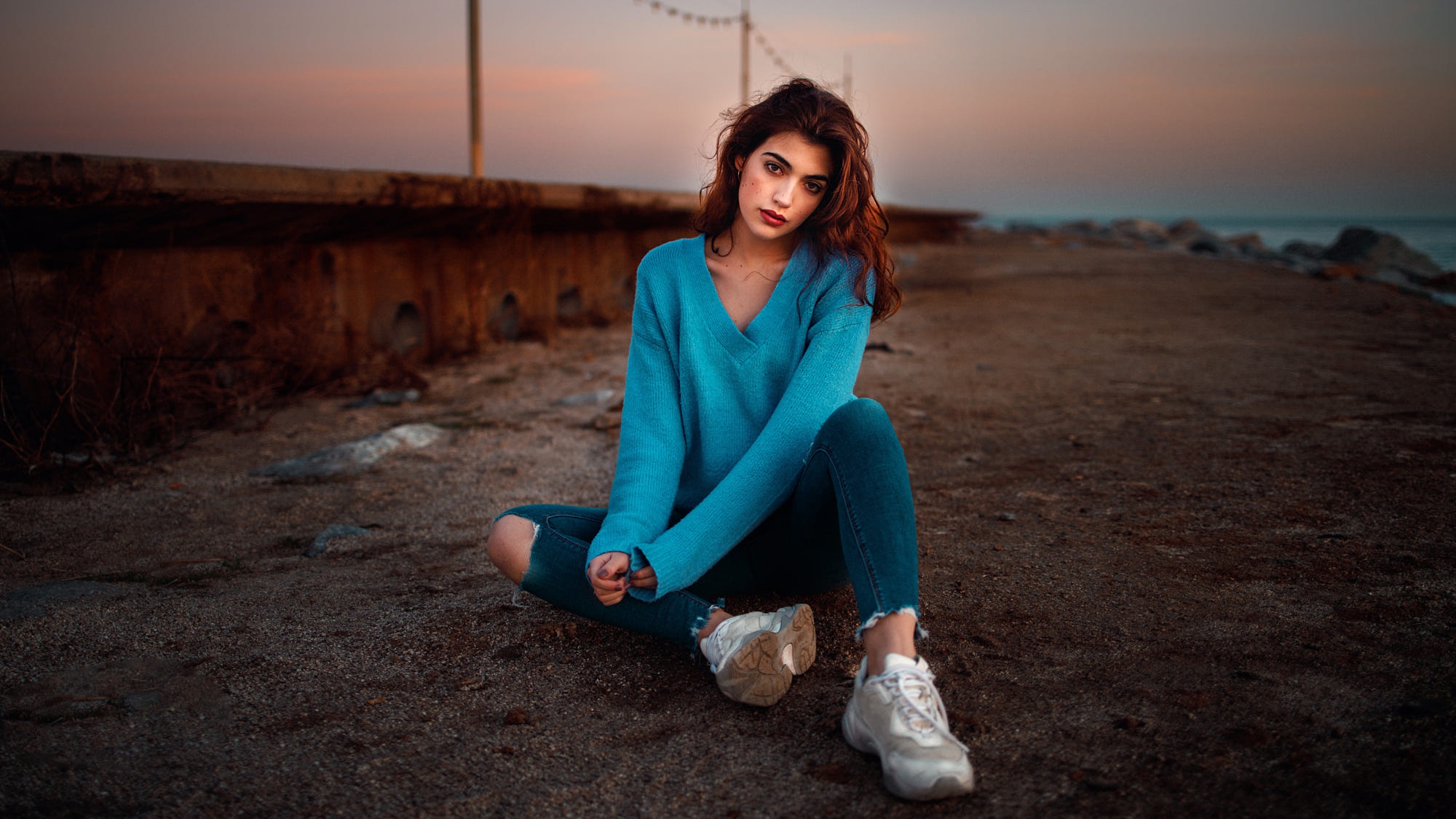 Download Redhead Depth Of Field Woman Model HD Wallpaper by David Mas