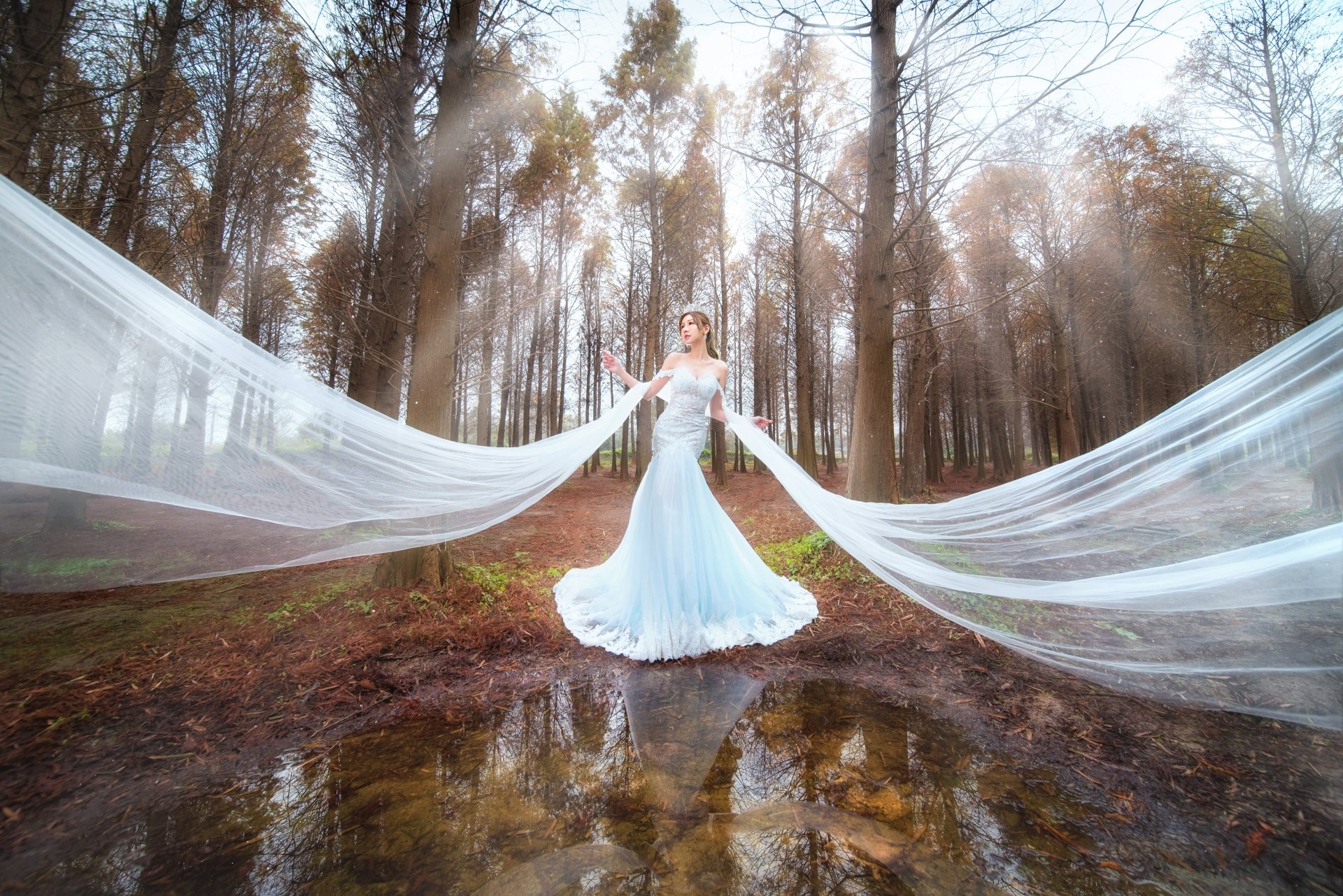 Download Brunette Sunbeam Wedding Dress White Dress Asian Model Woman ...