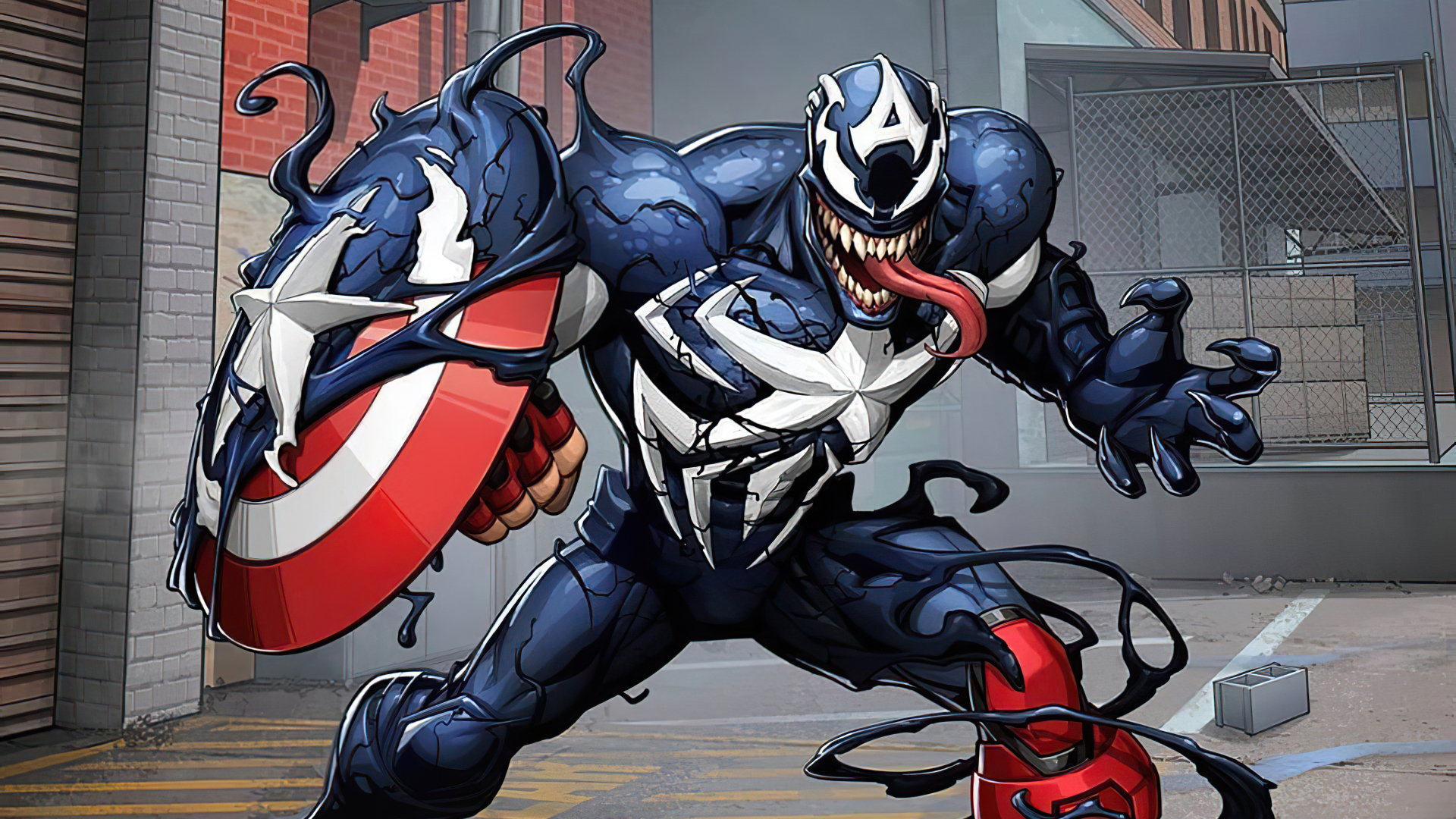 Download Venom Captain America Comic Crossover HD Wallpaper by Patrick ...
