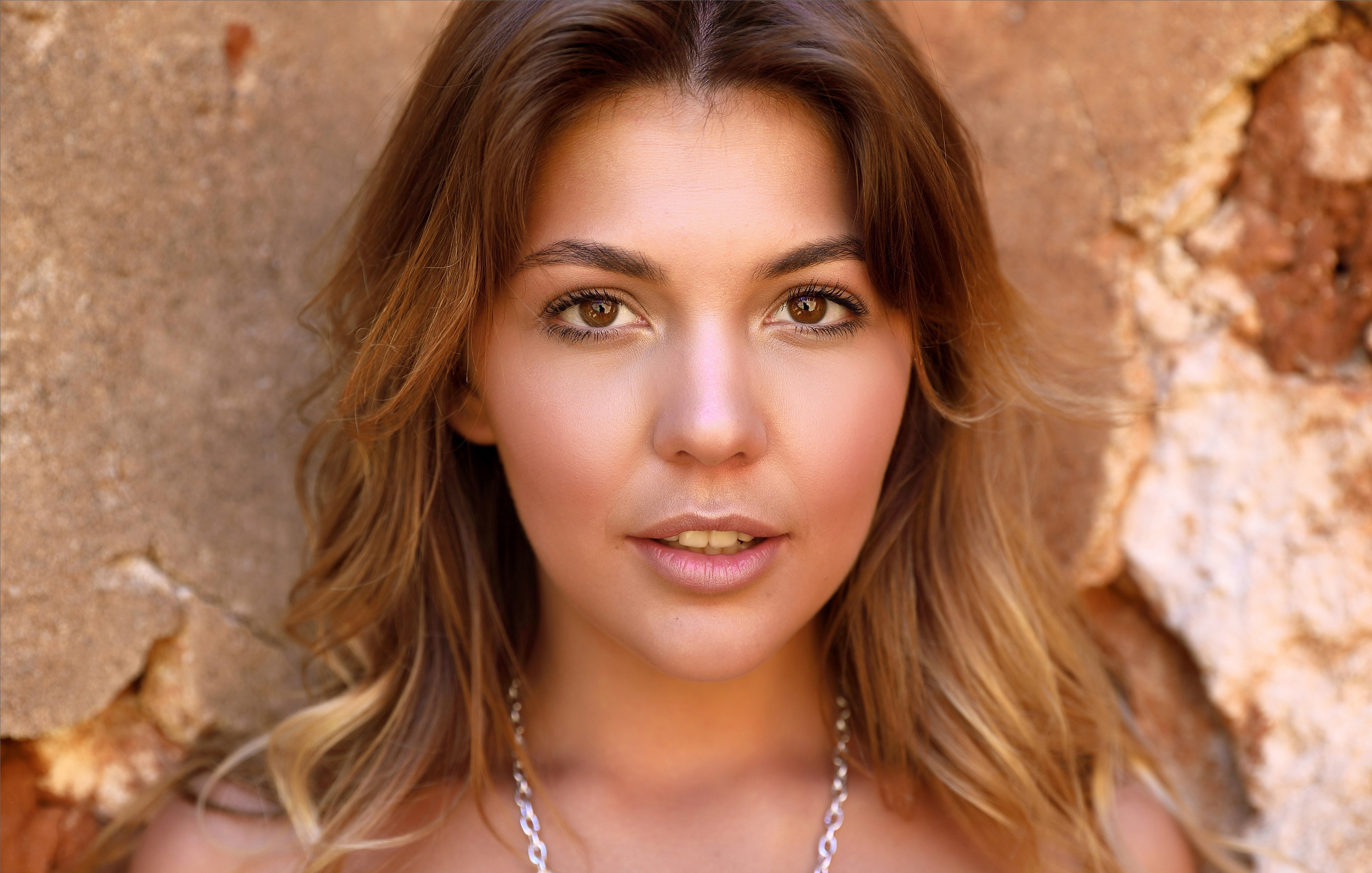 Download Redhead Brown Eyes Model Woman Face 4k Ultra HD Wallpaper