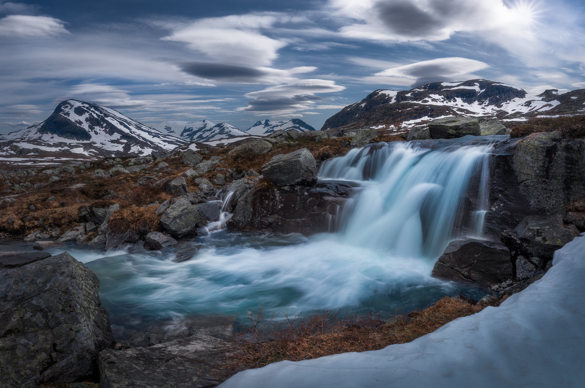 Download Norway River Mountain Nature Waterfall HD Wallpaper