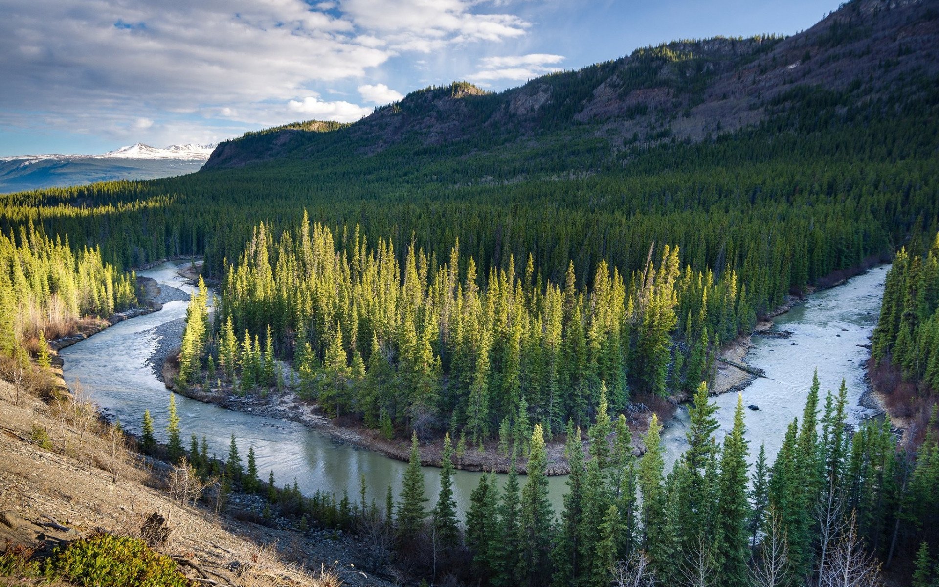 Download Nature Mountain Landscape Panorama Forest River HD Wallpaper