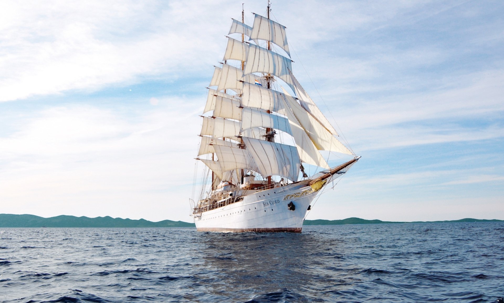 Download Windjammer Sailboat Ship Sails Sea Vehicle HD Wallpaper