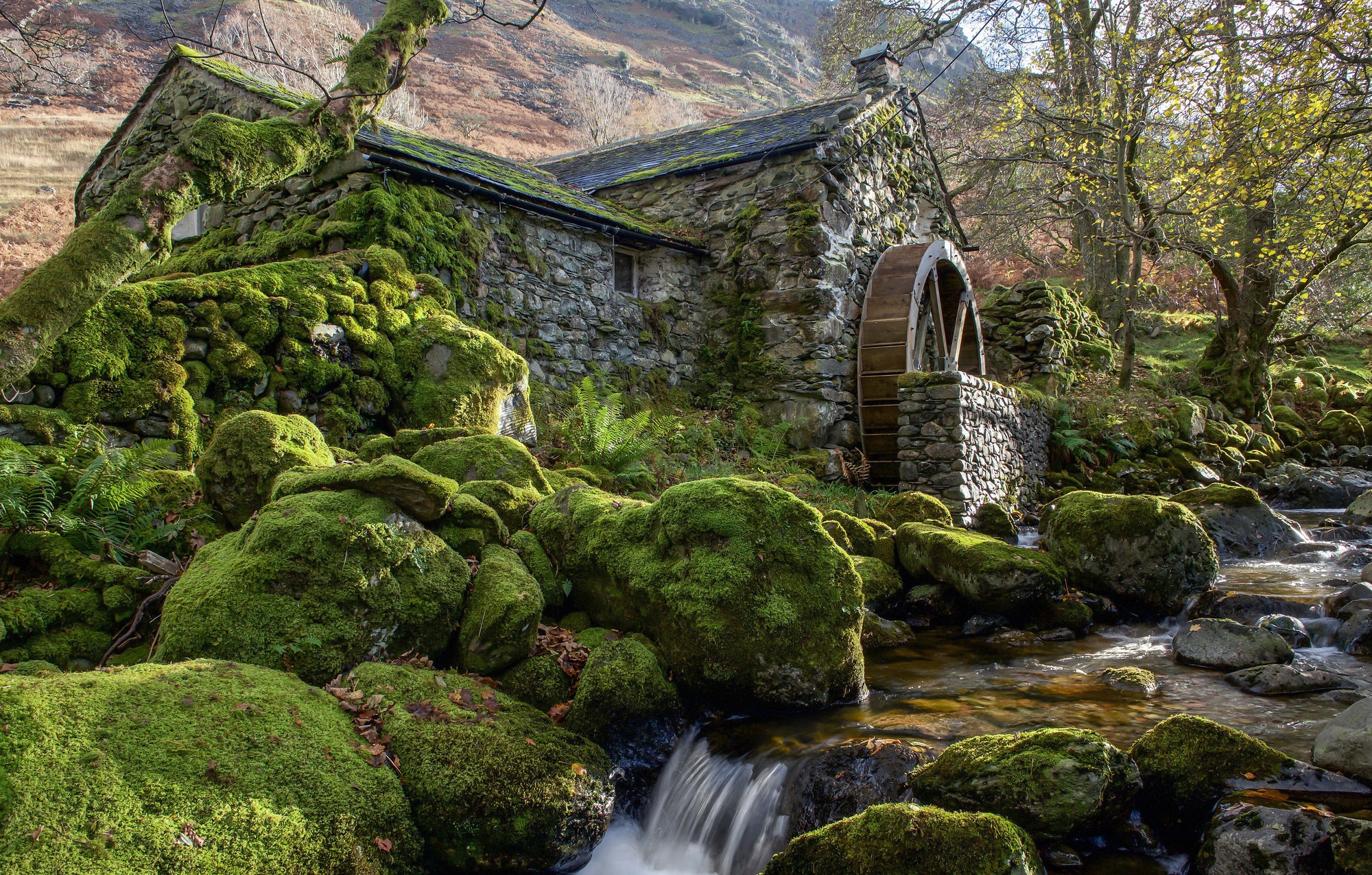 Man Made Watermill HD Wallpaper