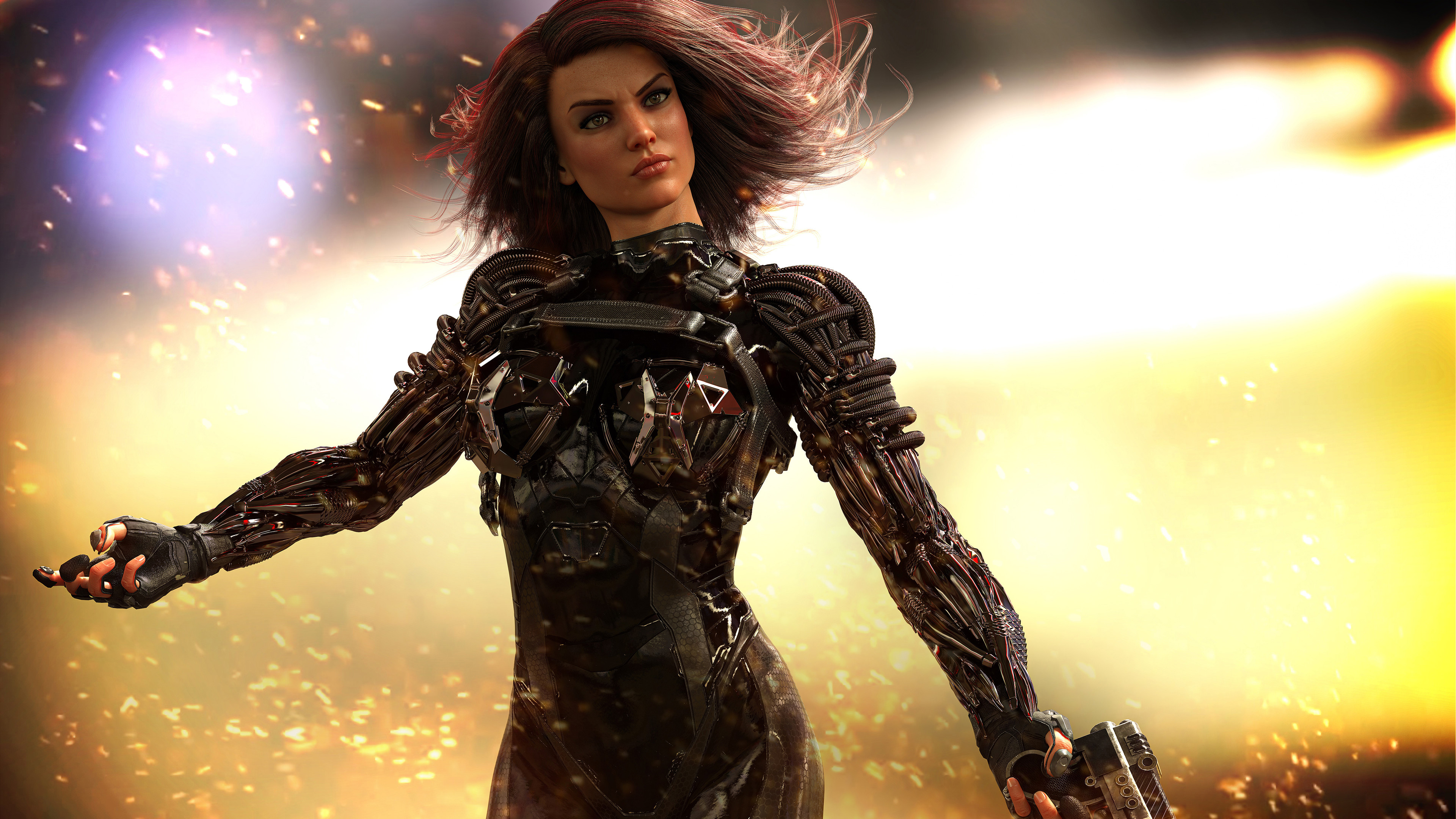 Download Futuristic Woman Warrior Sci Fi Cyborg 4k Ultra HD Wallpaper ...