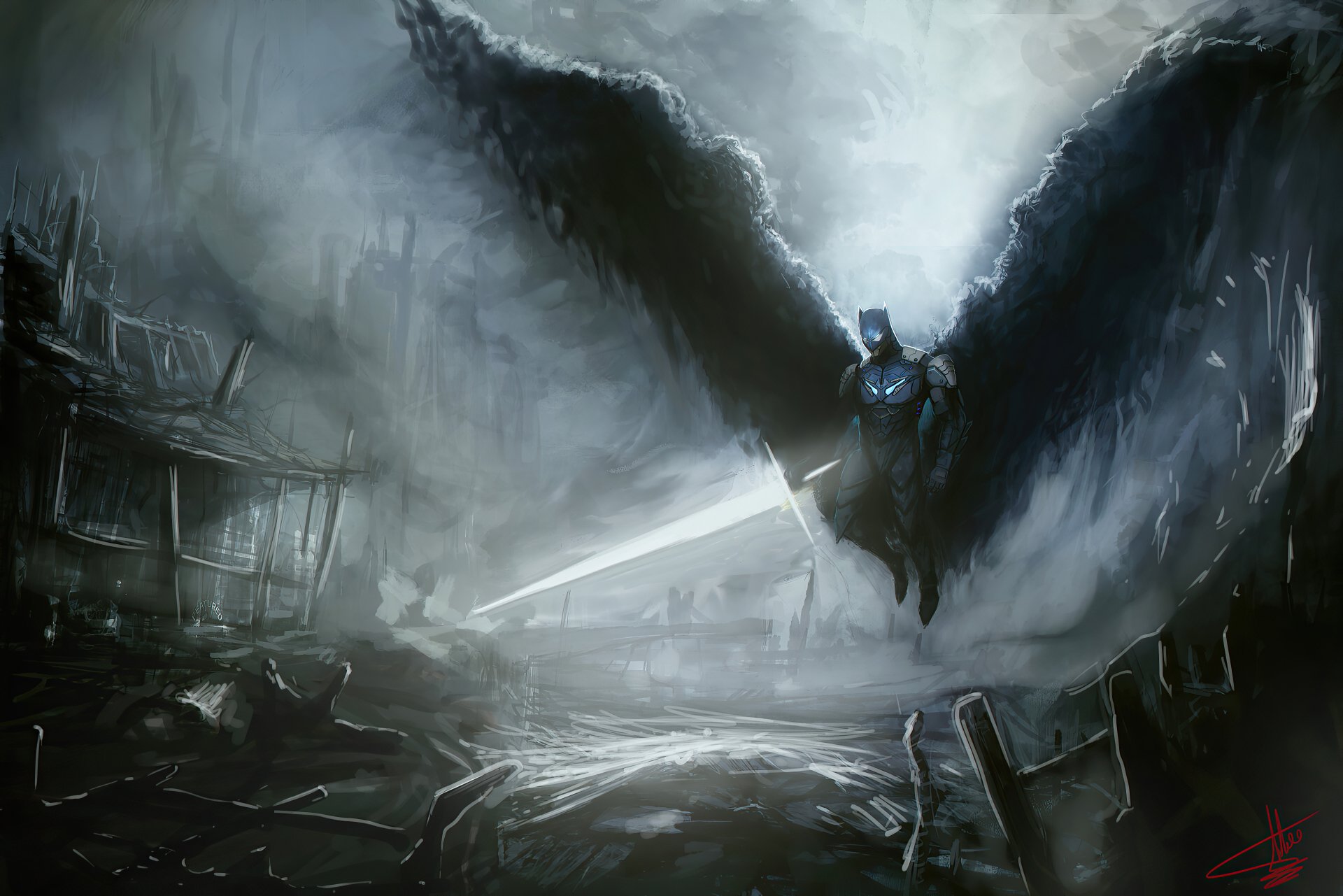 Download Wings Sword DC Comics Comic Batman 4k Ultra HD Wallpaper by ...