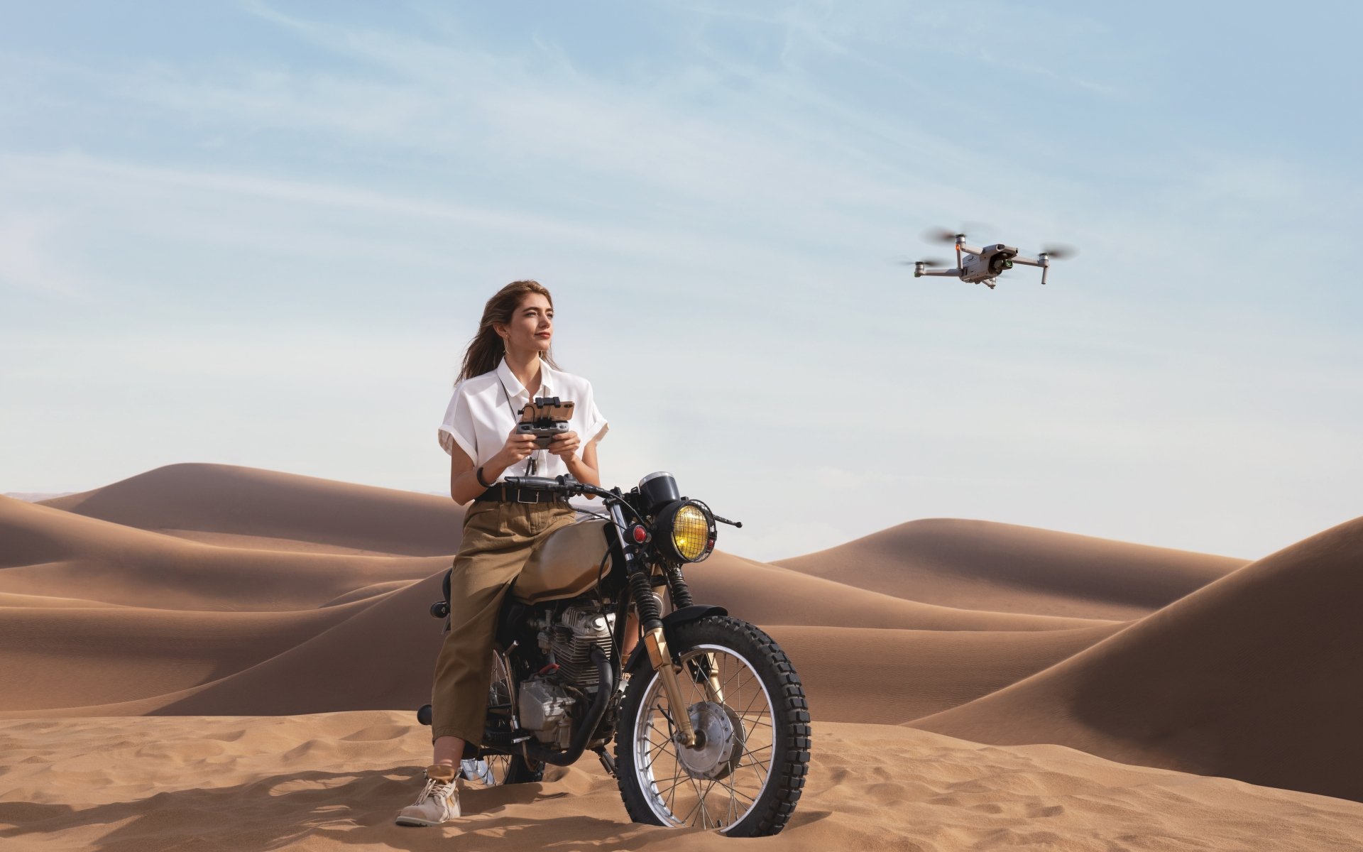 Download Sand Dune Sand Desert Drone Motorcycle Model Woman Girls ...