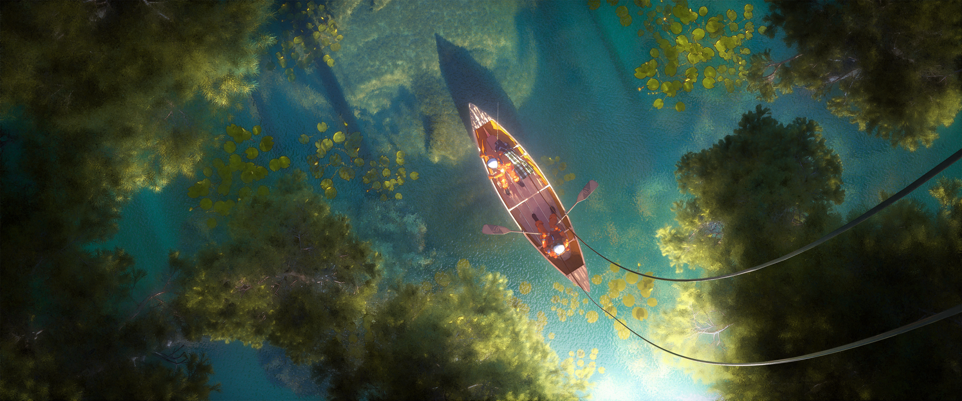 Astronaut’s Quiet Voyage: Anime Boat Drifting on Crystal Waters HD ...