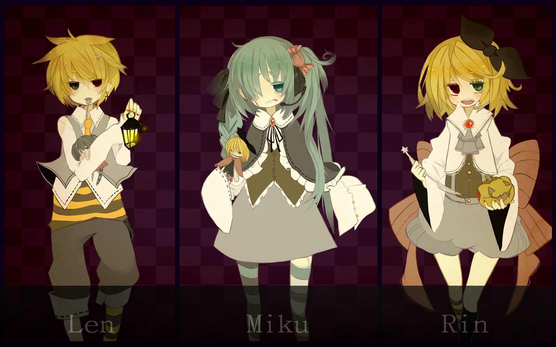 Vocaloid Trio HD Wallpaper: Rin, Len & Miku in Anime Harmony
