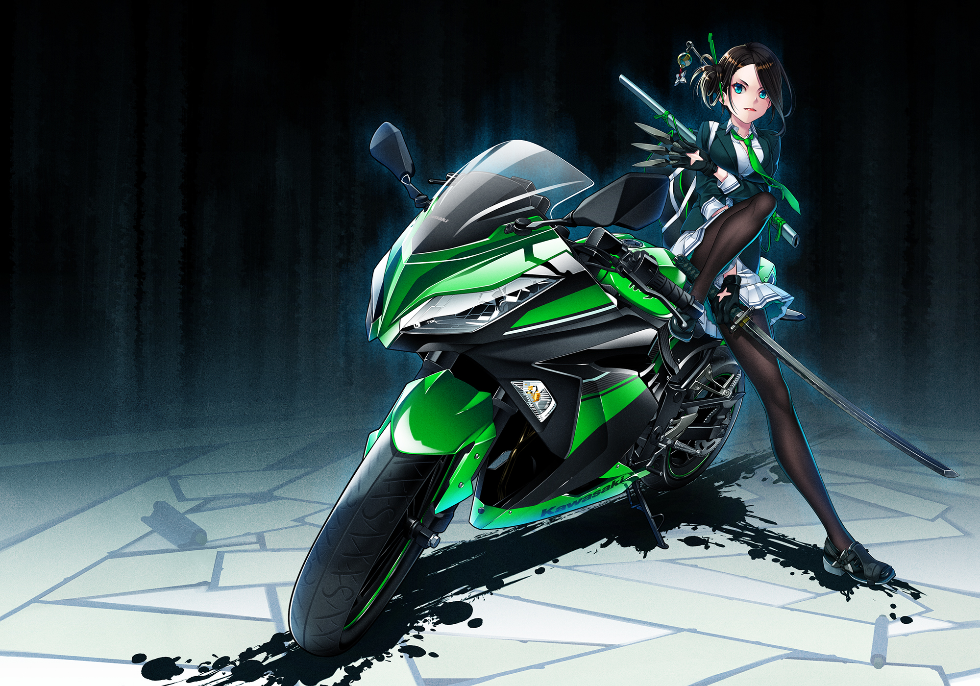 Download Bike Anime Warrior HD Wallpaper by 浜田遊歩