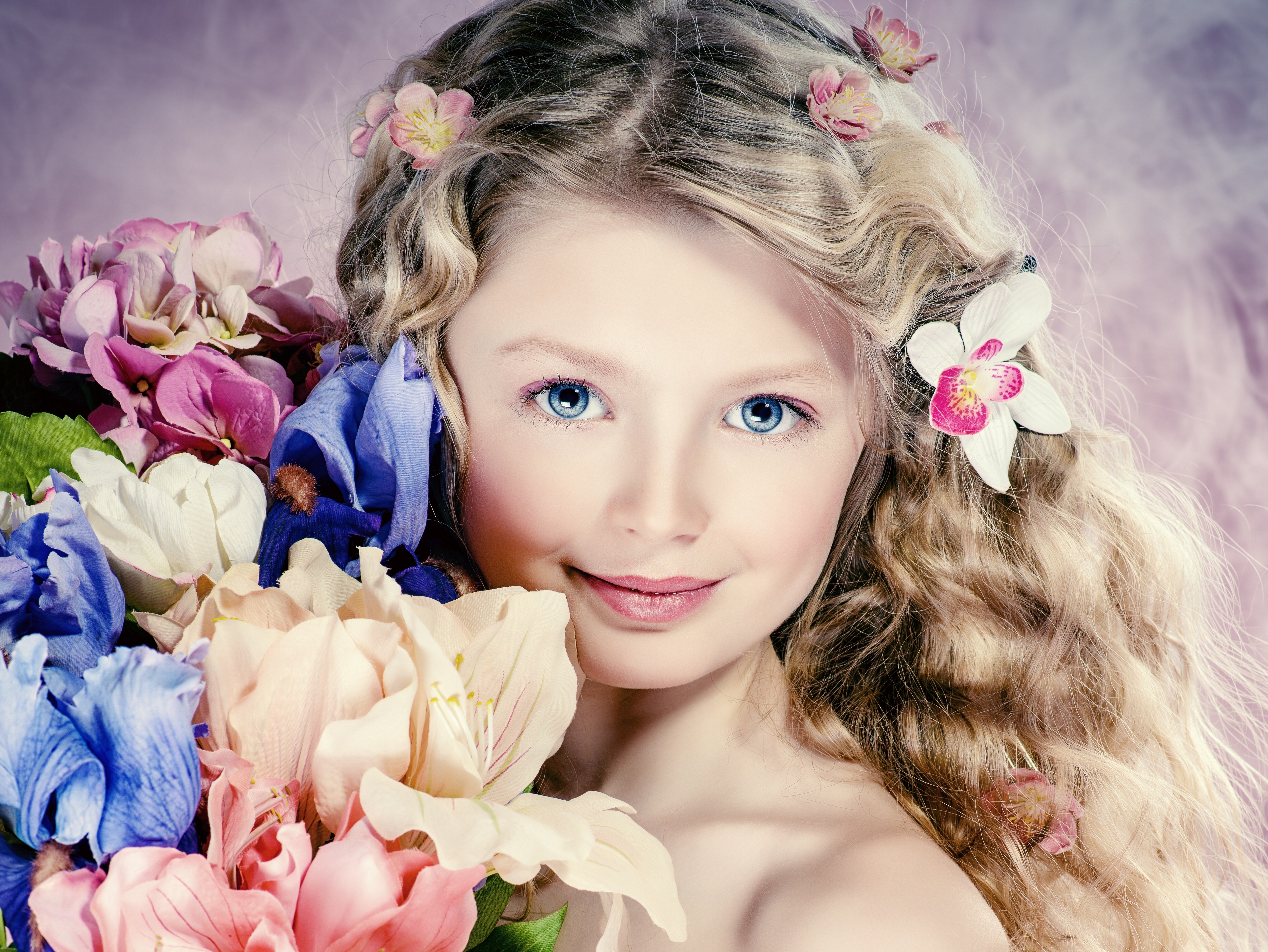 Download Blue Eyes Portrait Hair Flower Photography Child 4k Ultra HD ...