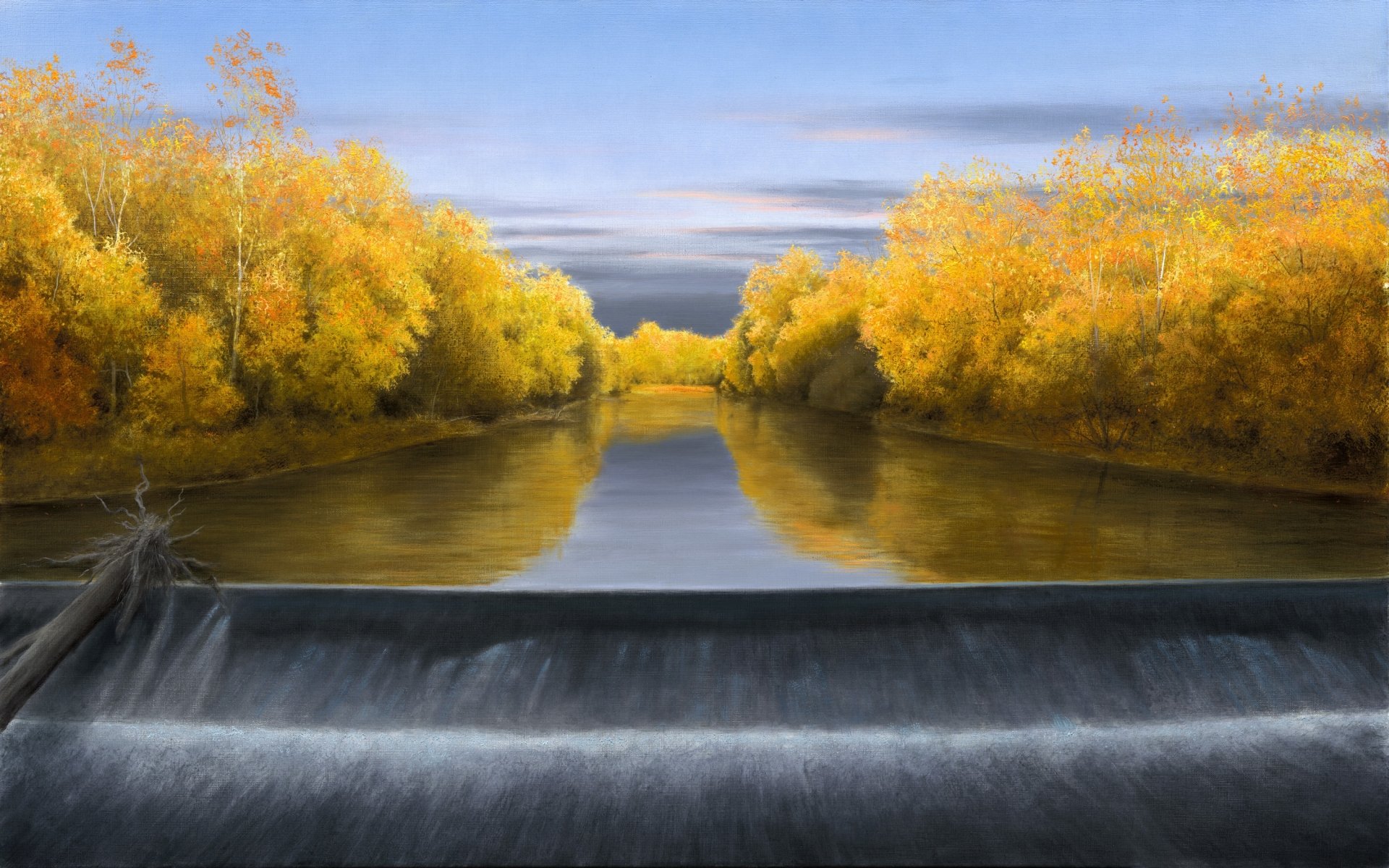 Download Fall Nature River Artistic Painting HD Wallpaper | 3000x1875 ...