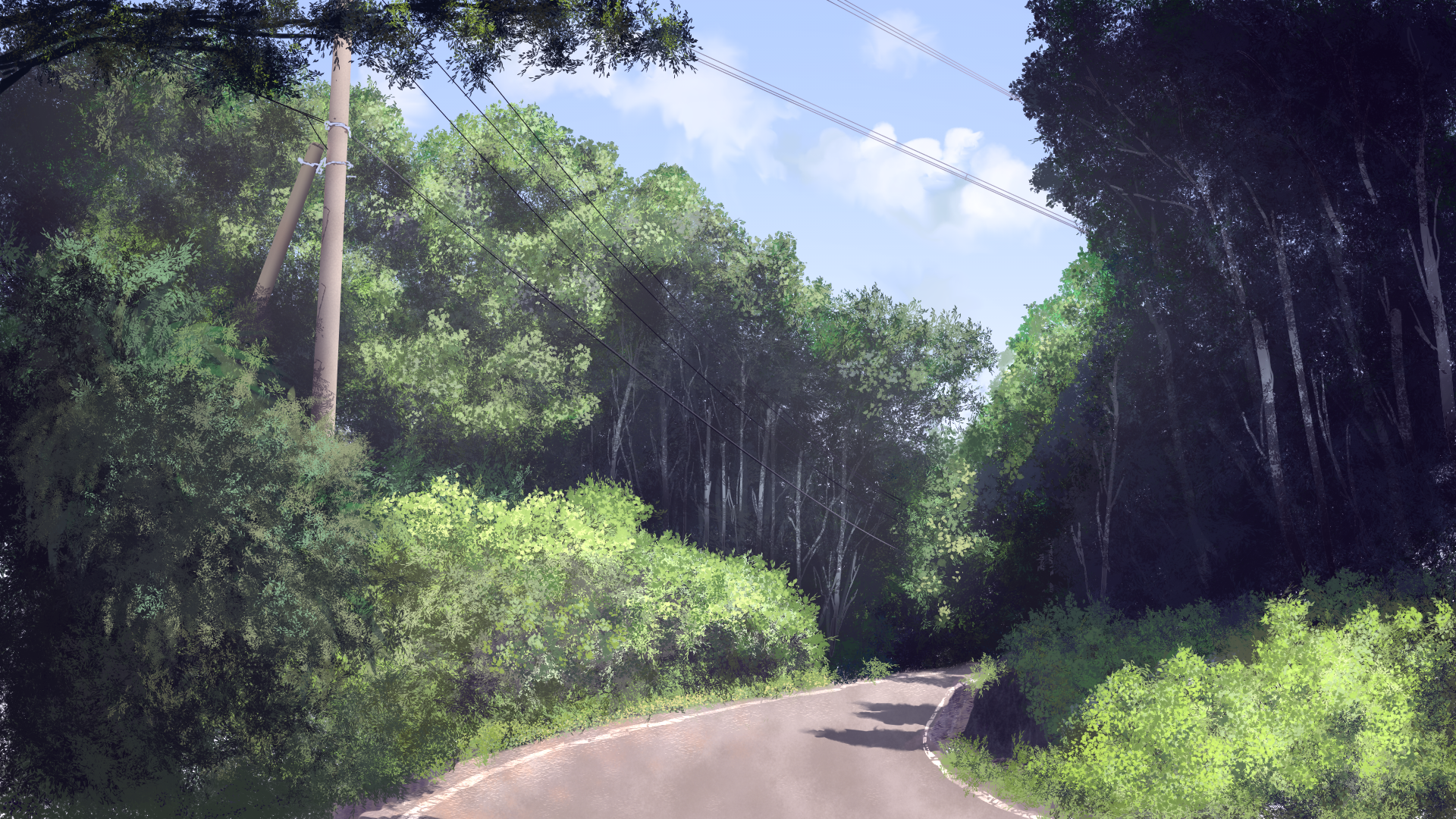 Download Anime Road HD Wallpaper by 弦弓旋一