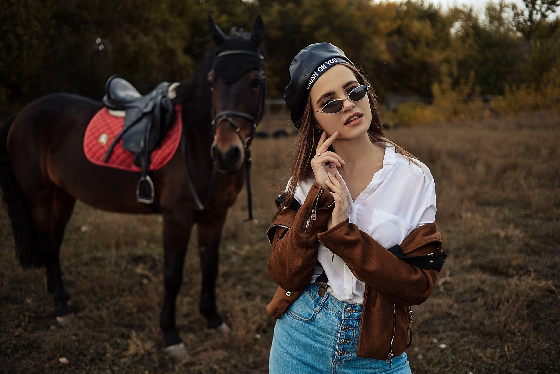 Download Model Jacket Glasses Horse Style Kristina Stepanova Woman Mood ...