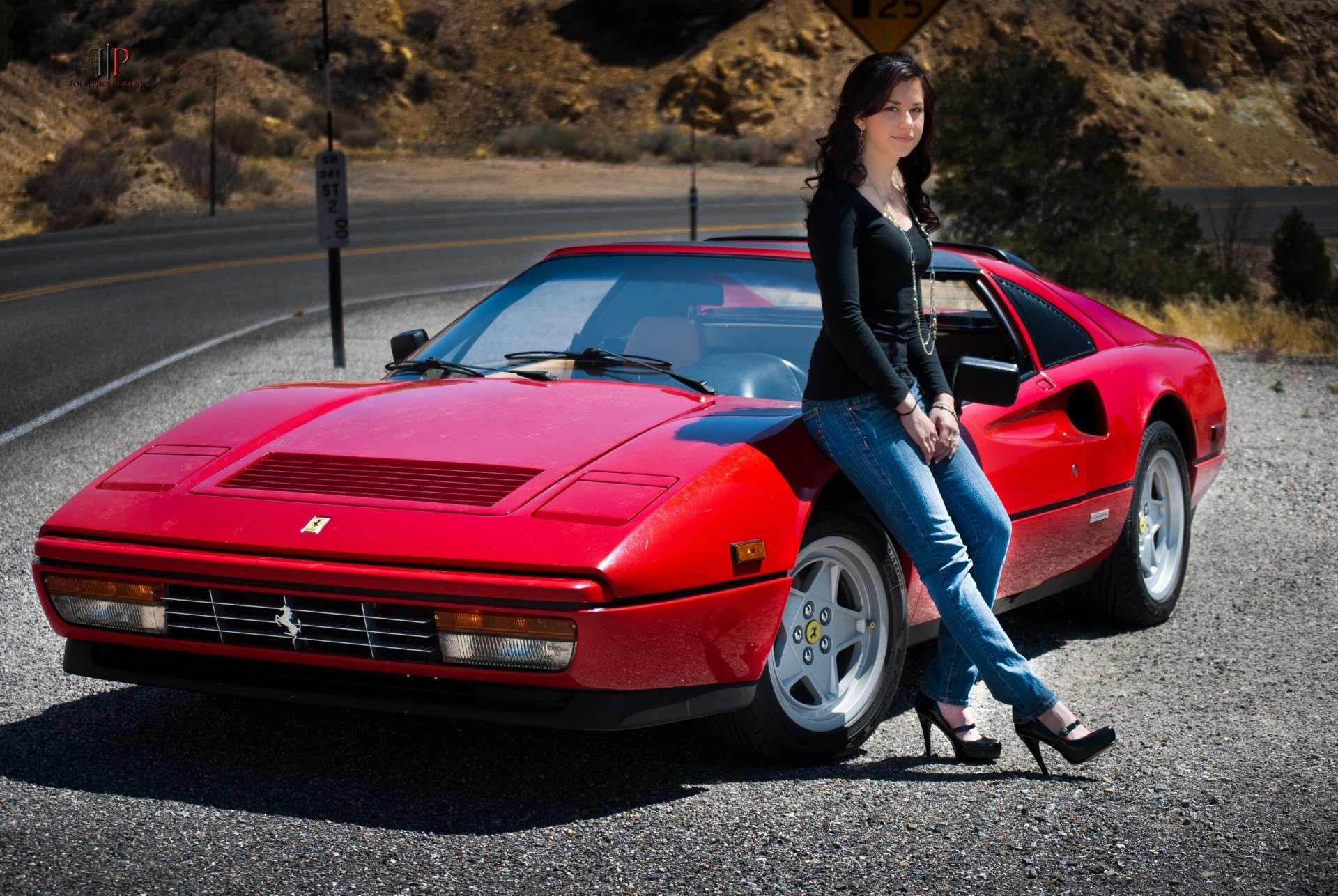 Download Ferrari 328 GTS Woman Girls & Cars HD Wallpaper