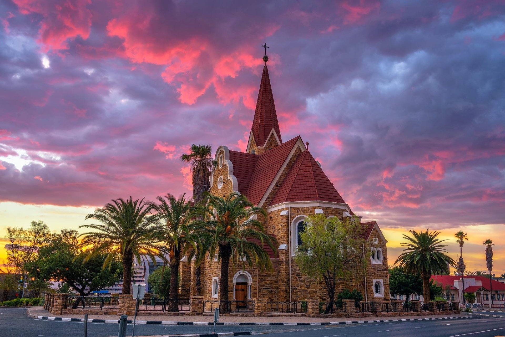 Download Namibia Architecture Evening Palm Tree Cloud Sunset Religious ...