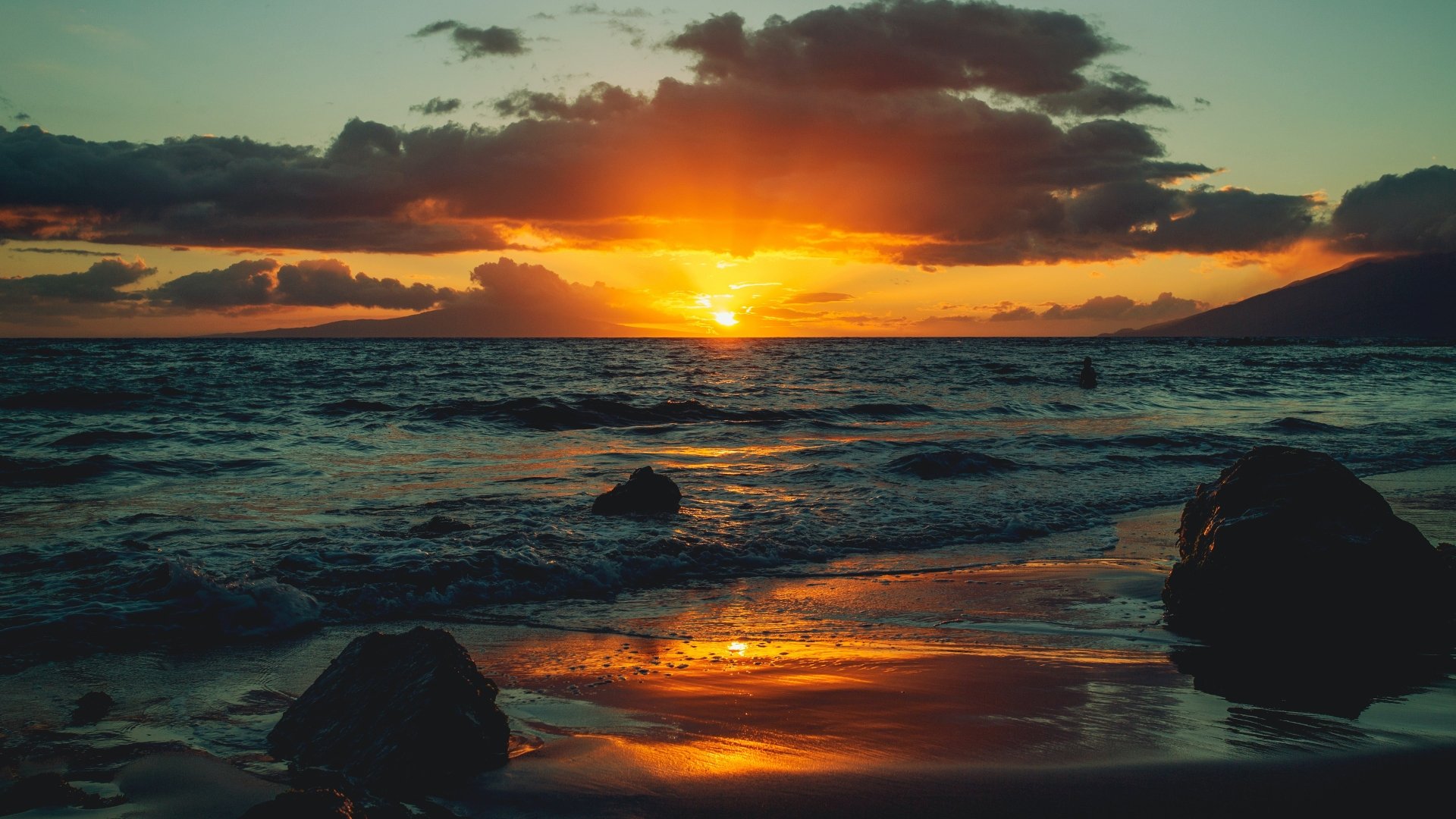 Download Horizon Shore Sunset Sea Nature Beach 4k Ultra Hd Wallpaper