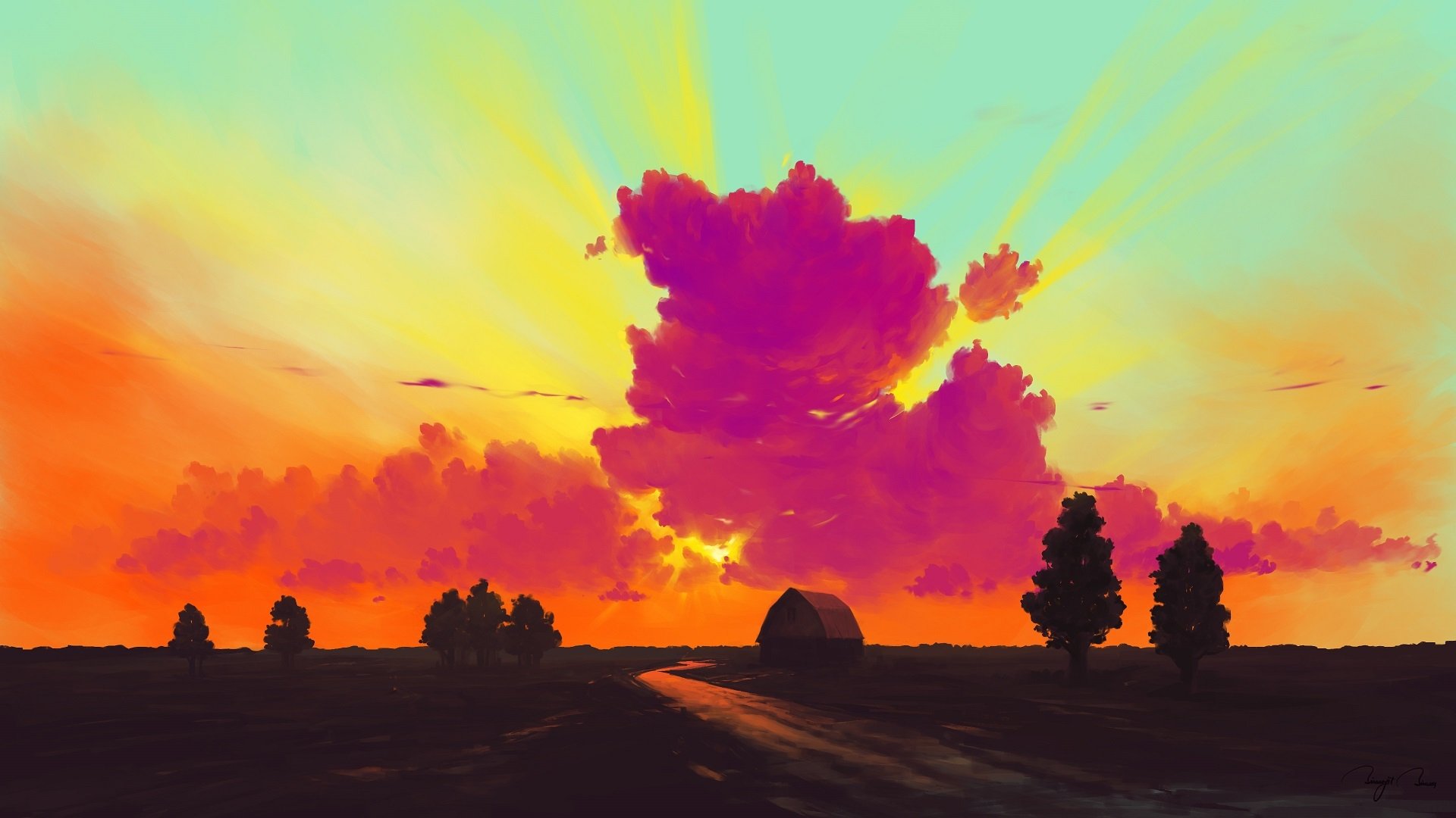 Download Cloud Sky Sunrise Artistic Landscape HD Wallpaper by BisBiswas