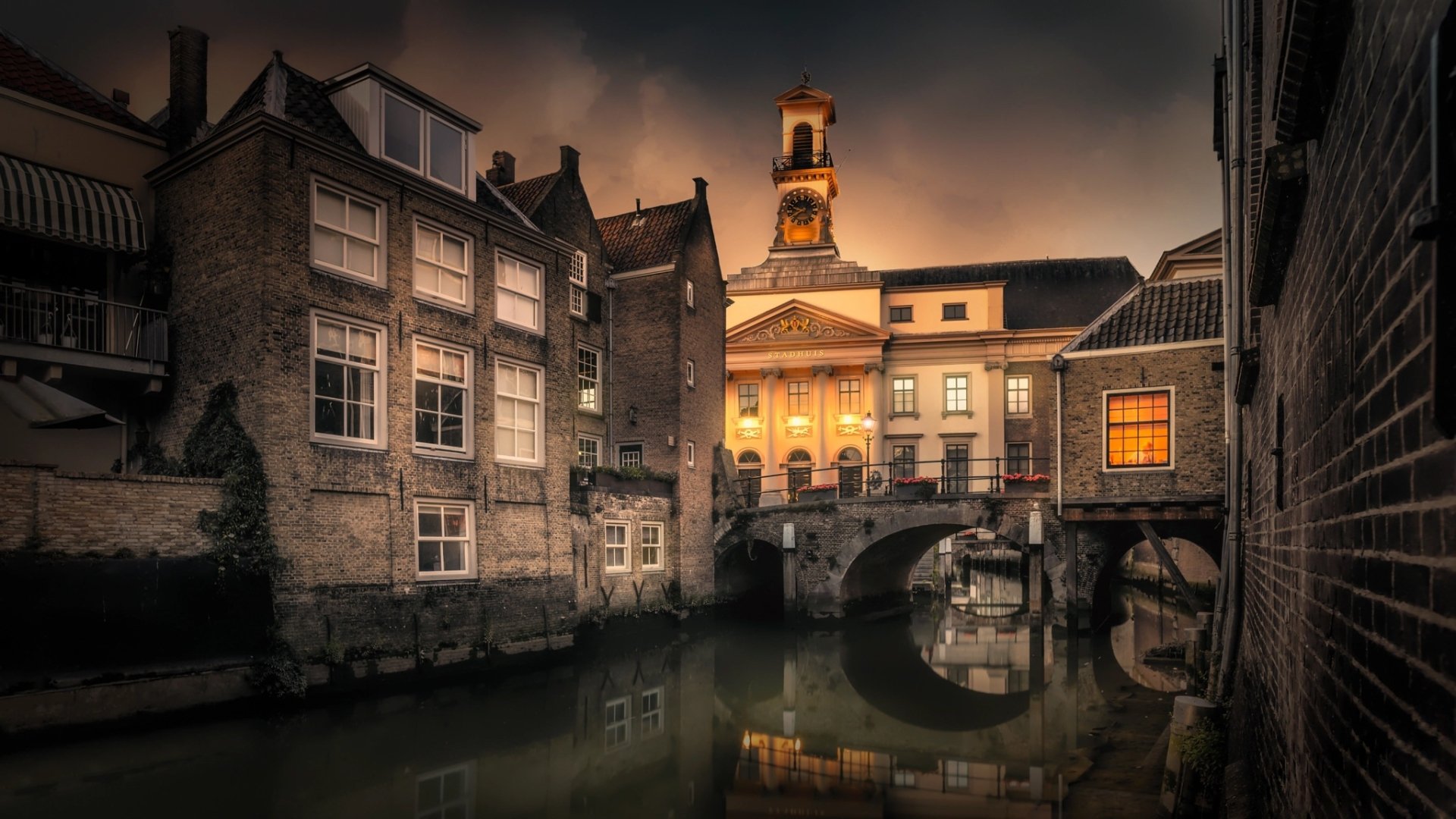 Download Netherlands Evening House Tower Building Bridge Water Man Made ...